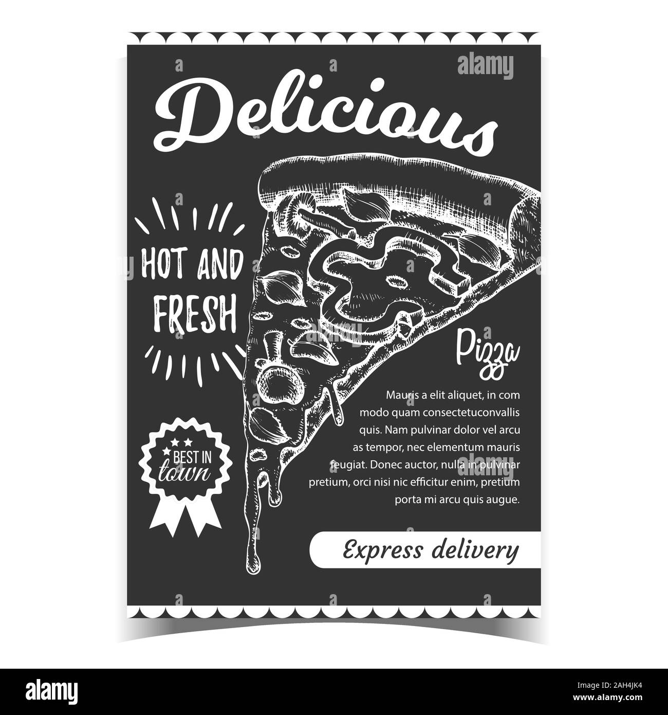 Delicious Vegetarian Italian Pizza Poster Vector Stock Vector Image ...