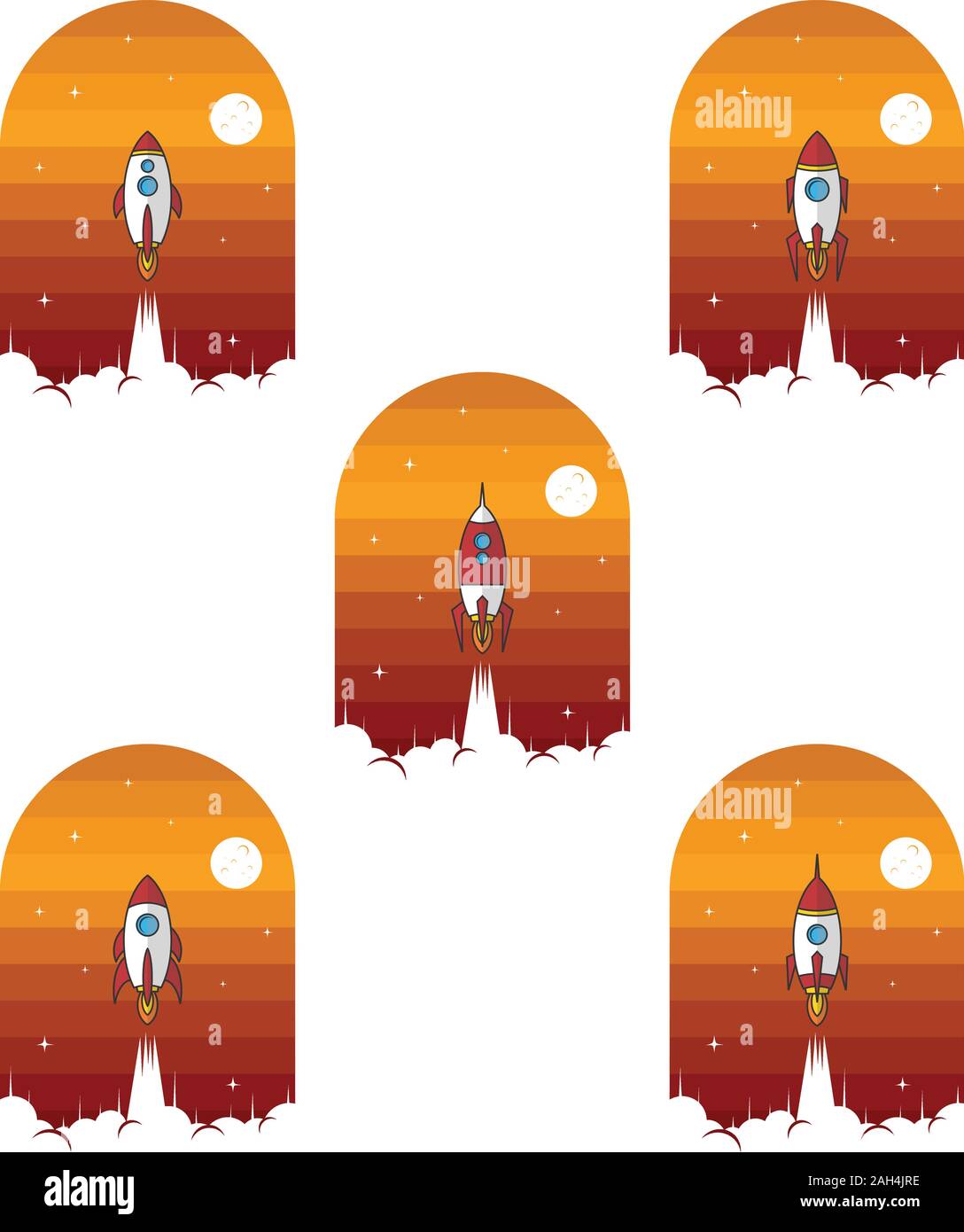 rocket ship launch space travel sign badge label logo set vector Stock ...