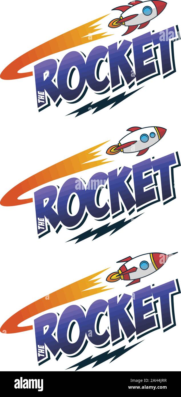 rocket ship launch space travel sign badge label logo set vector Stock ...