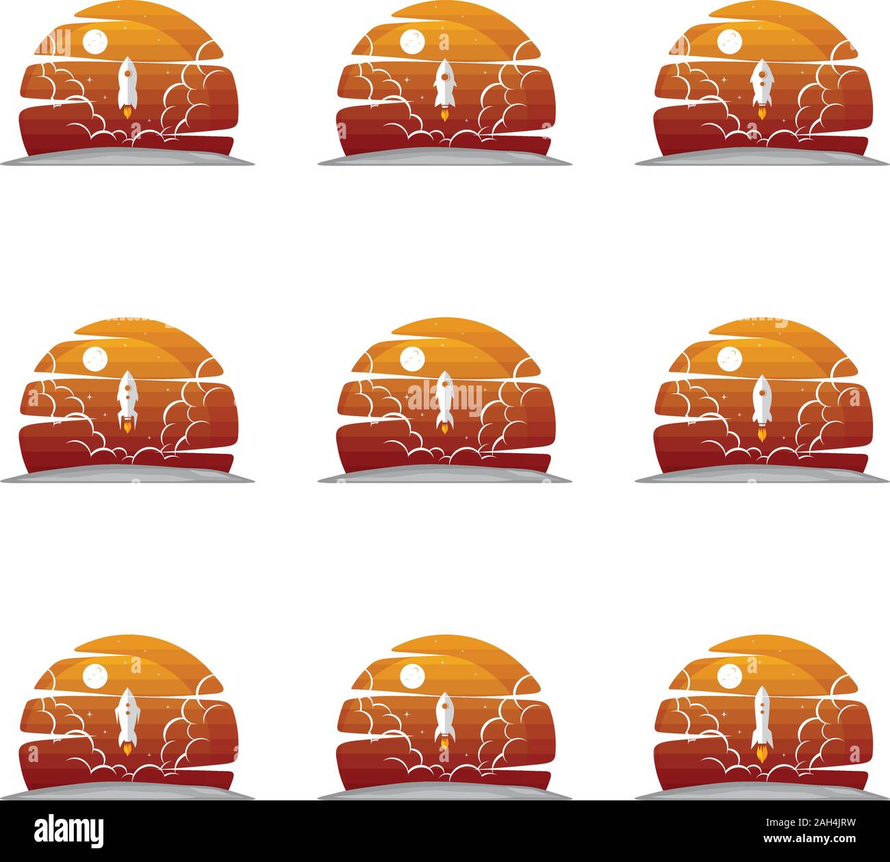 rocket ship launch space travel sign badge label logo set vector Stock ...