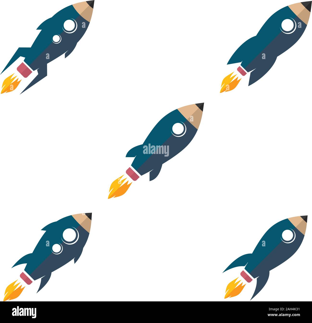 rocket ship launch pencil education theme vector art Stock Vector Image ...