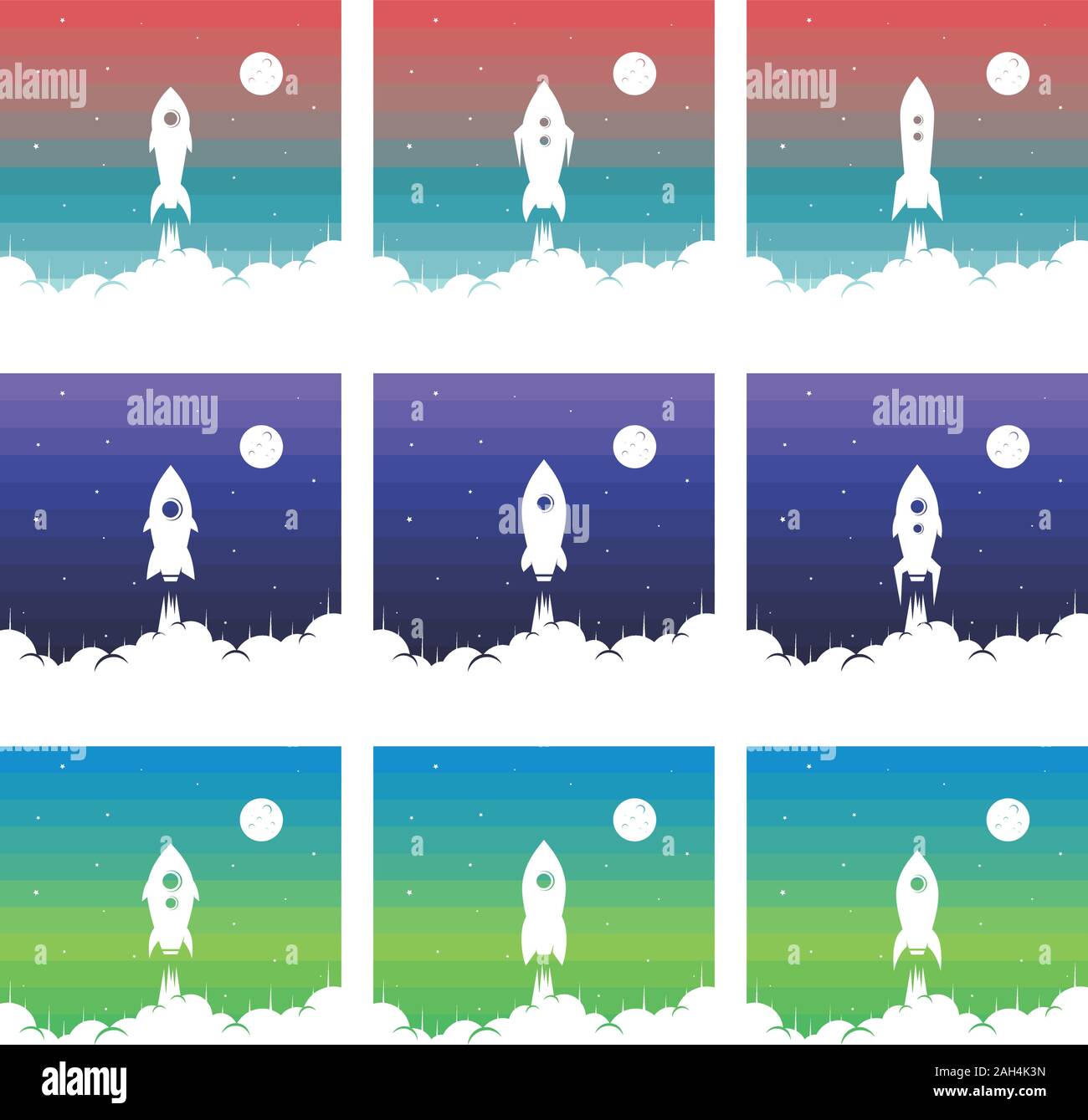 rocket ship launch space travel sign badge label logo set vector Stock ...