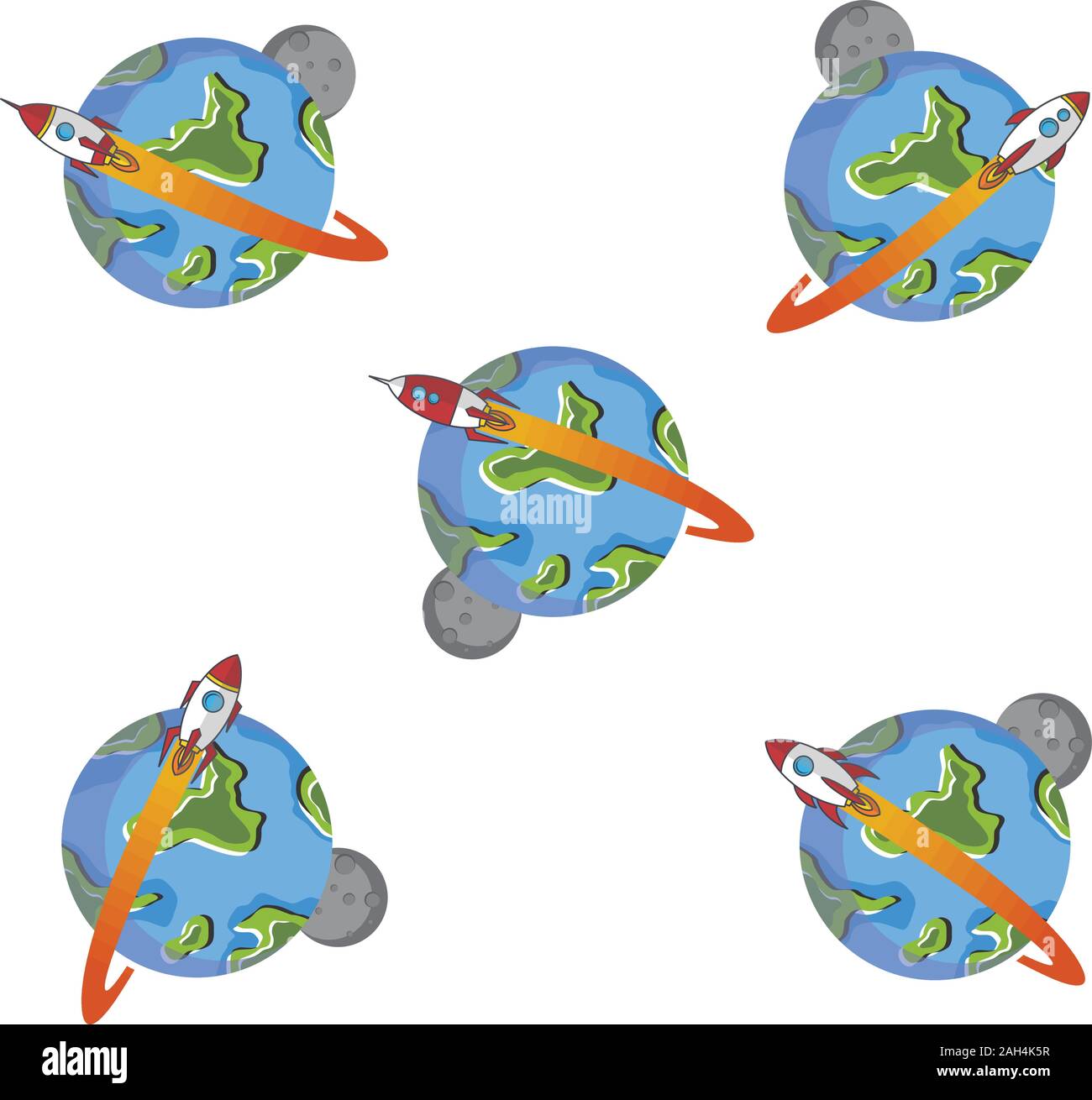 rocket ship launch space travel sign badge label logo set vector Stock ...