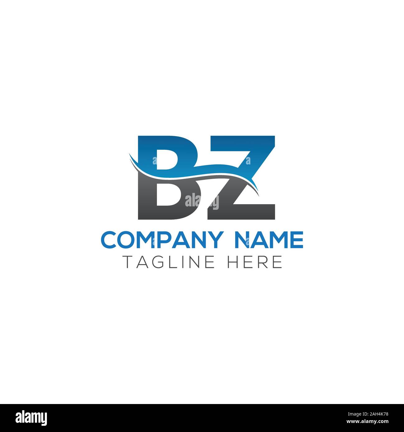 BZ Letter Logo With Water Wave Business Typography Vector Template ...