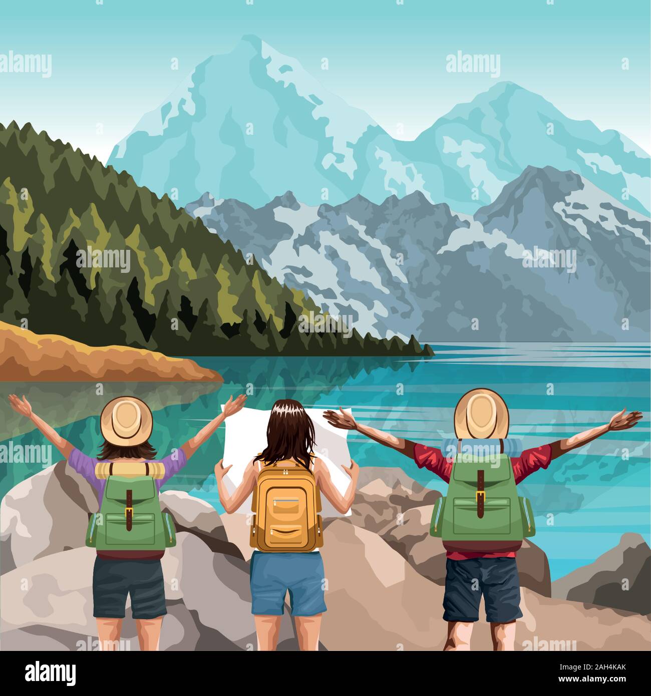 Beautiful friends outdoors Stock Vector Images - Alamy