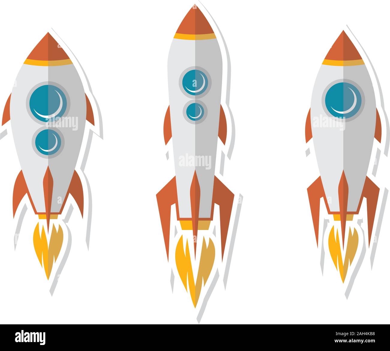 rocket ship sticker label badge flat design vector art set Stock Vector ...