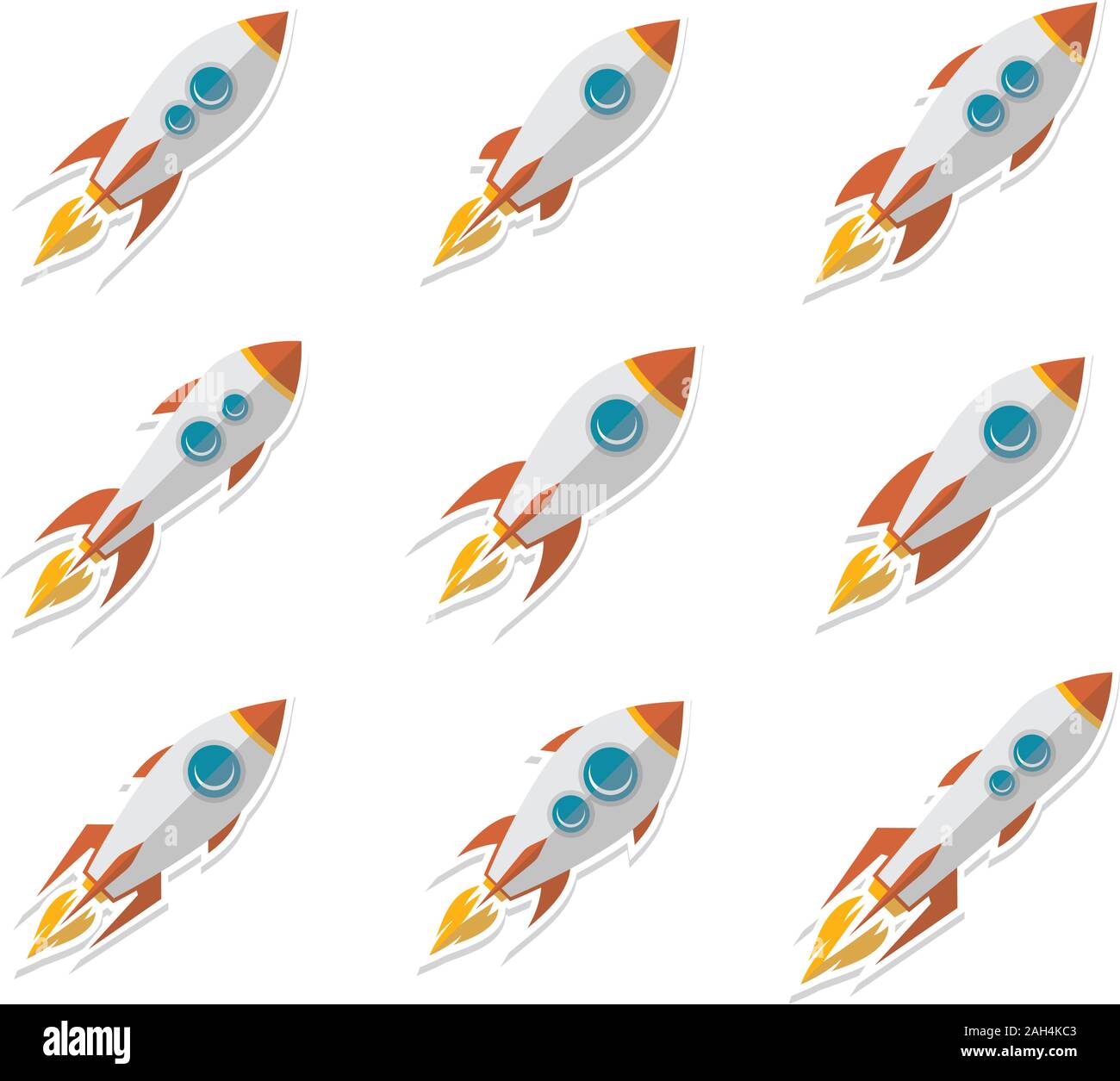 rocket ship sticker label badge flat design vector art set Stock Vector ...