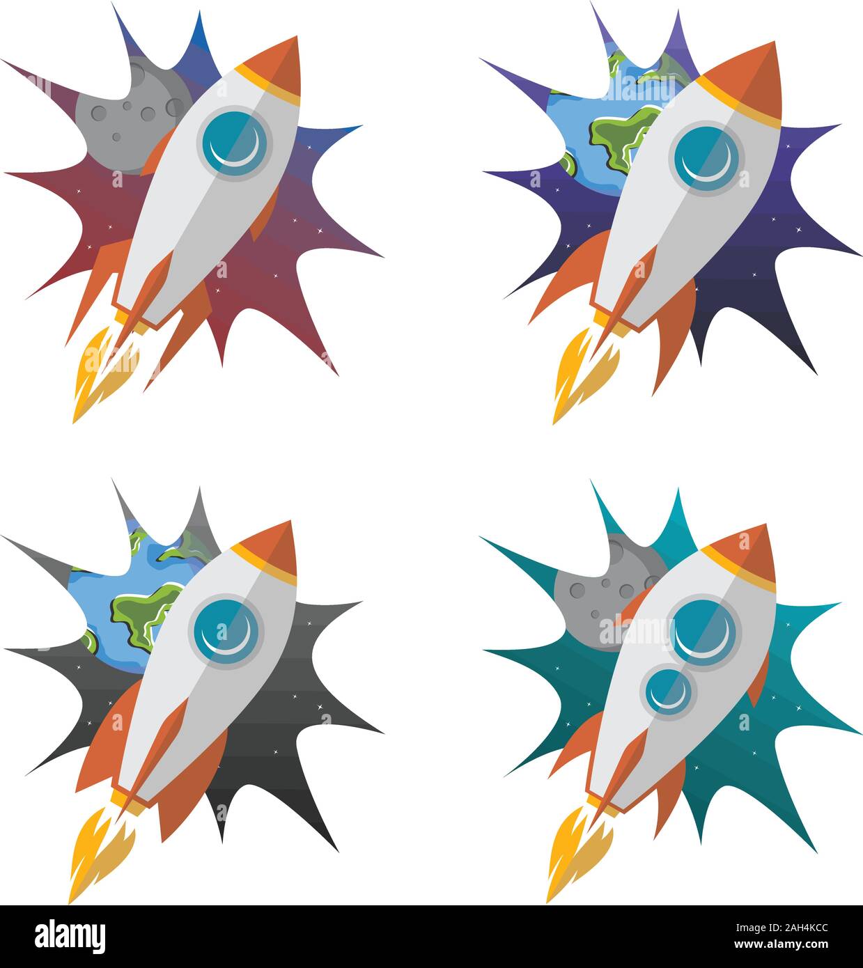 space travel rocket ship science vector art illustration Stock Vector ...