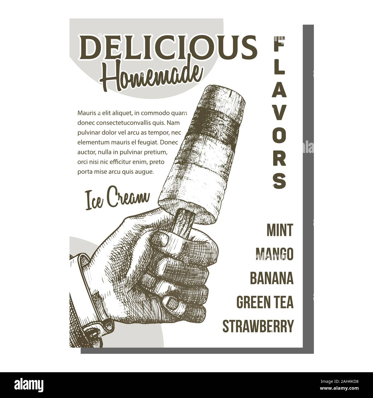 Popsicle Frozen Ice Cream On Stick Poster Vector Stock Vector Image ...