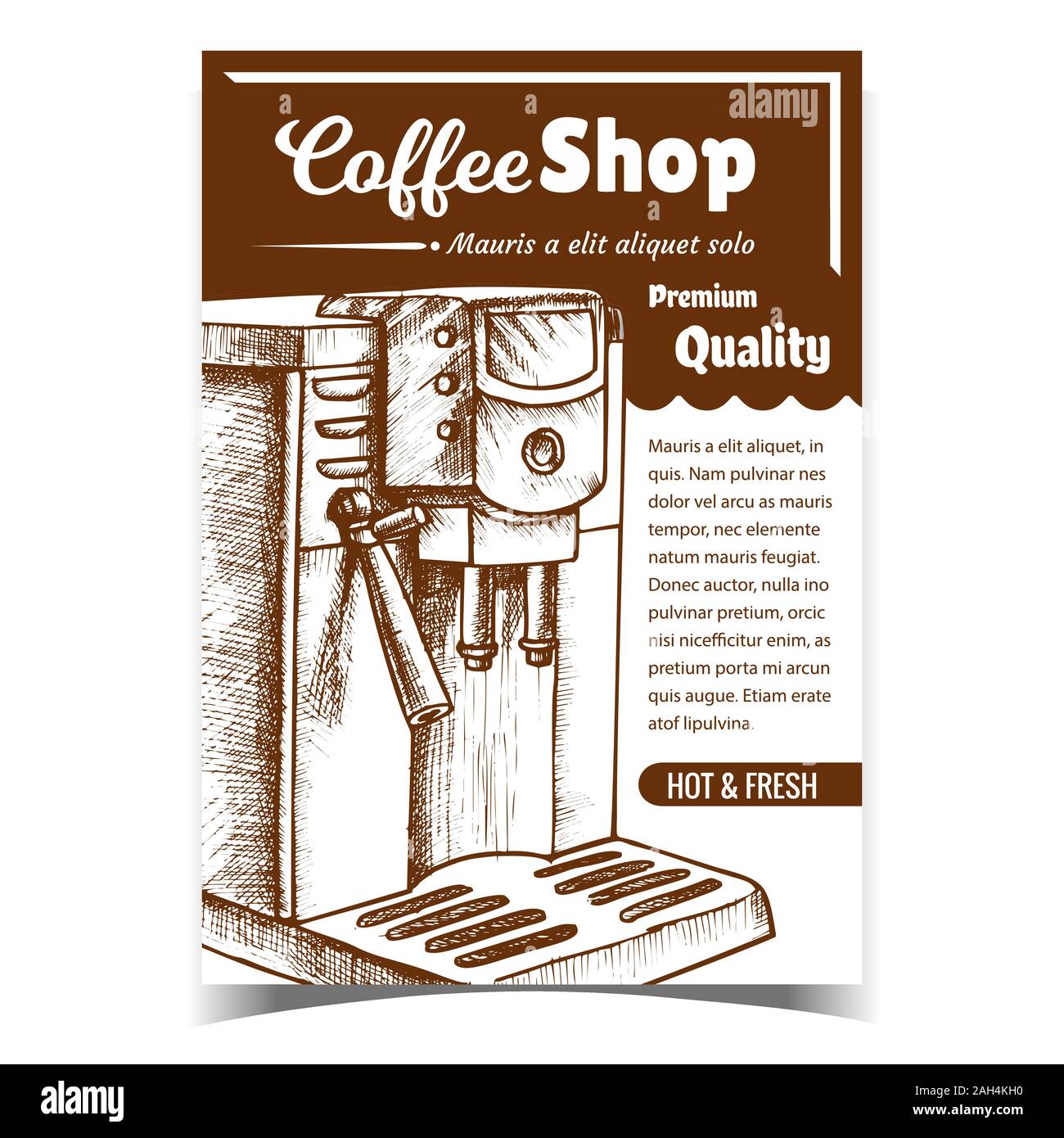 Coffee Machine For Brew Hot Drink Poster Vector Stock Vector Image ...