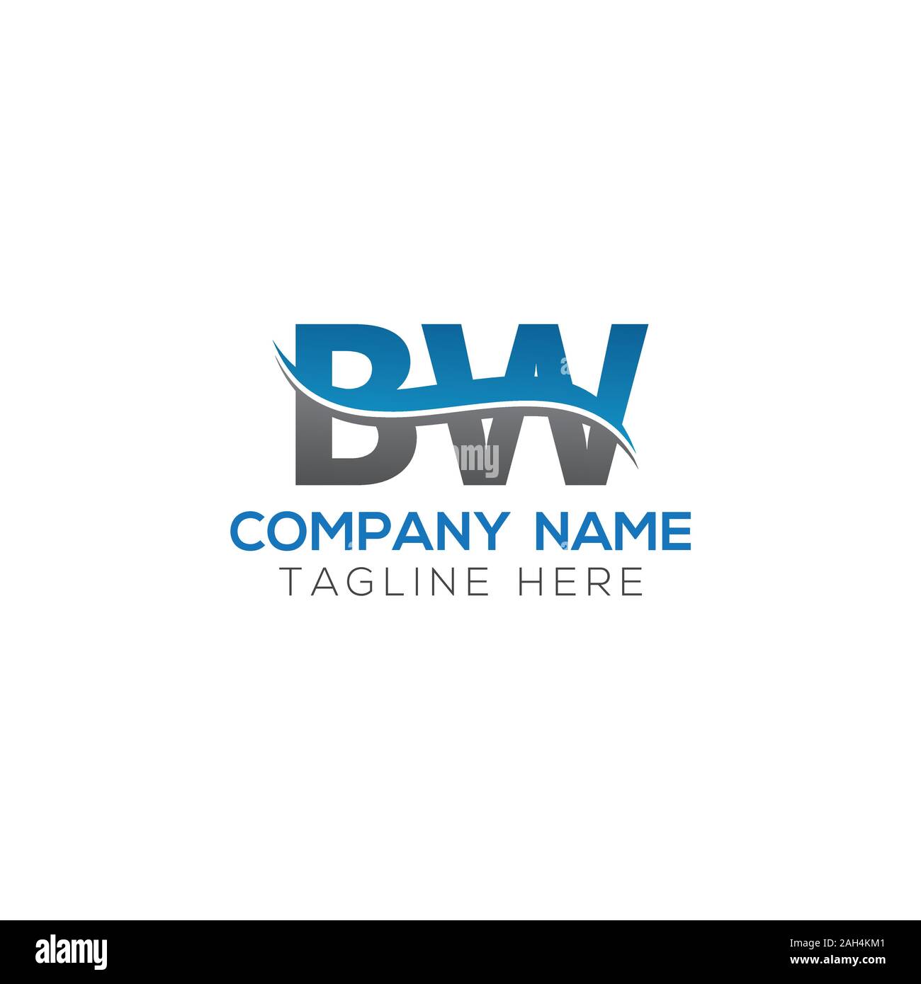 BW Letter Logo With Water Wave Business Typography Vector Template ...