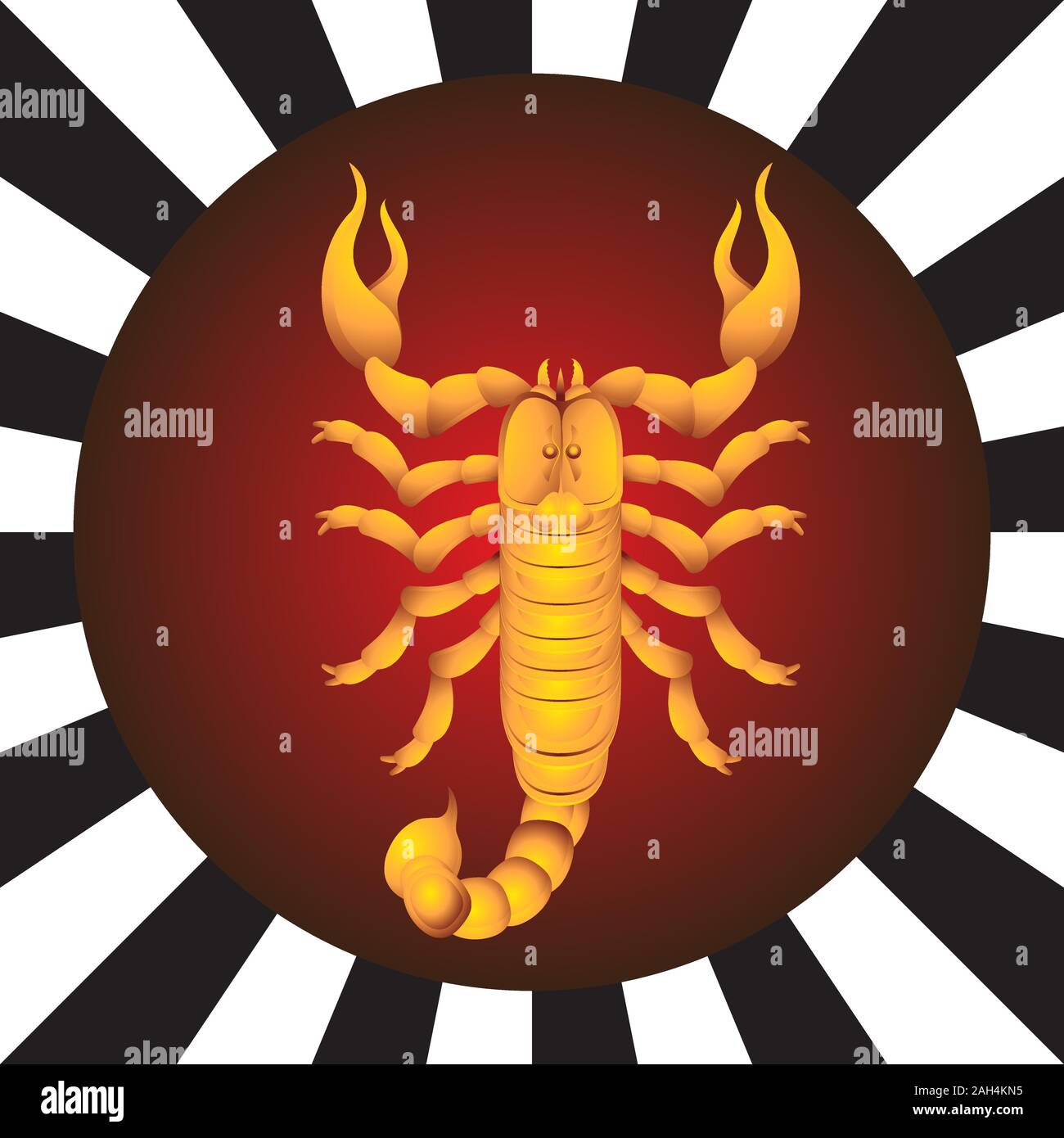 Scorpio Golden zodiac sign on isolated background. Vector image Stock ...