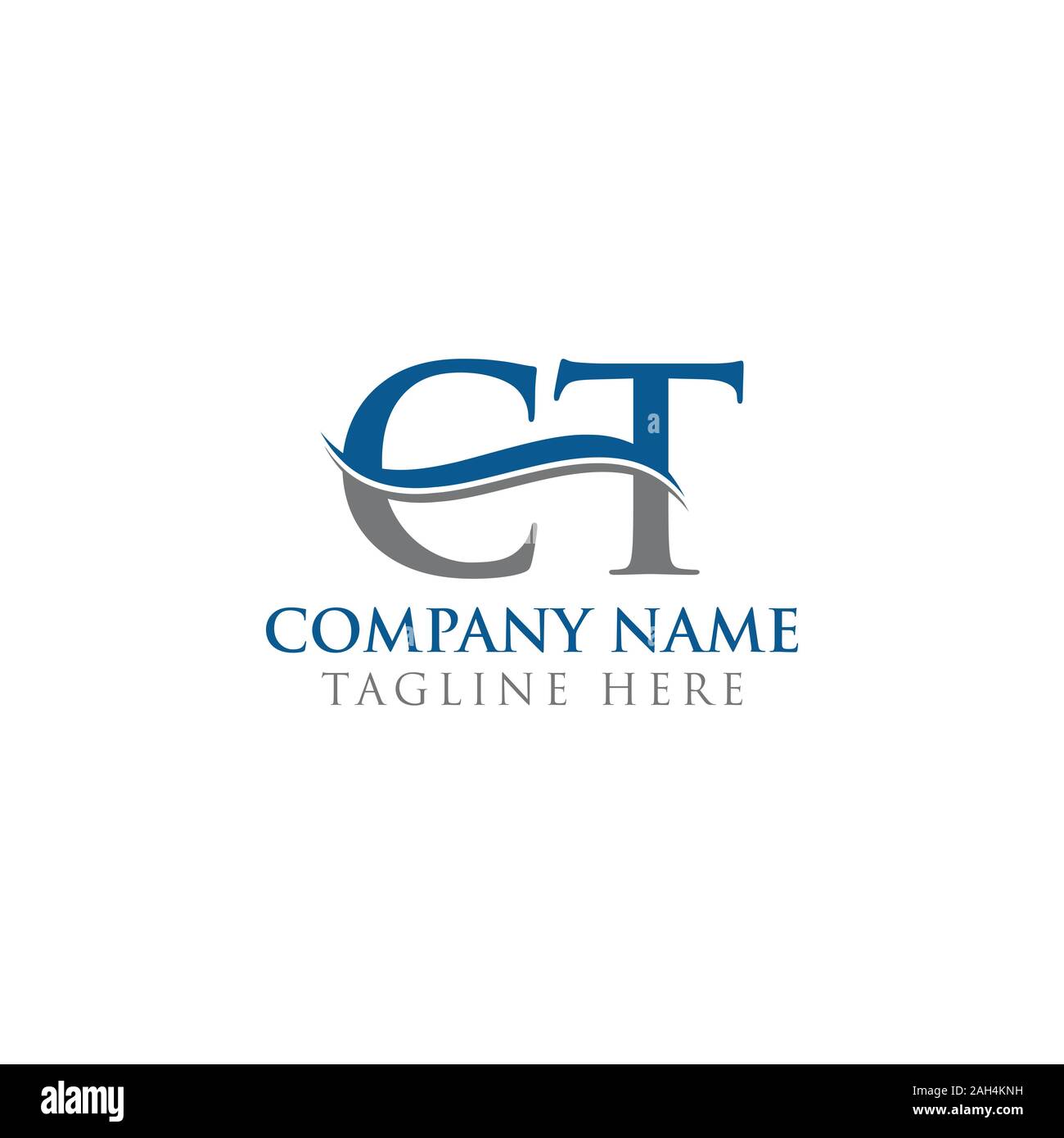 Initial CT Letter Logo With water wave Business Typography Vector ...