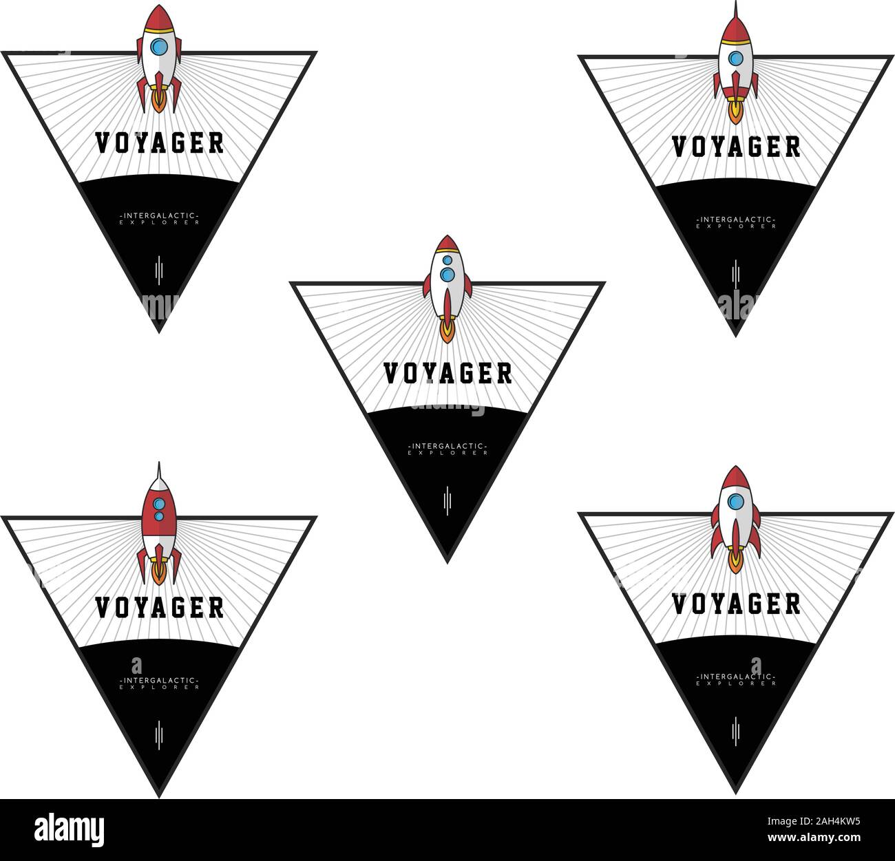 rocket ship launch space travel sign badge label logo set vector Stock ...