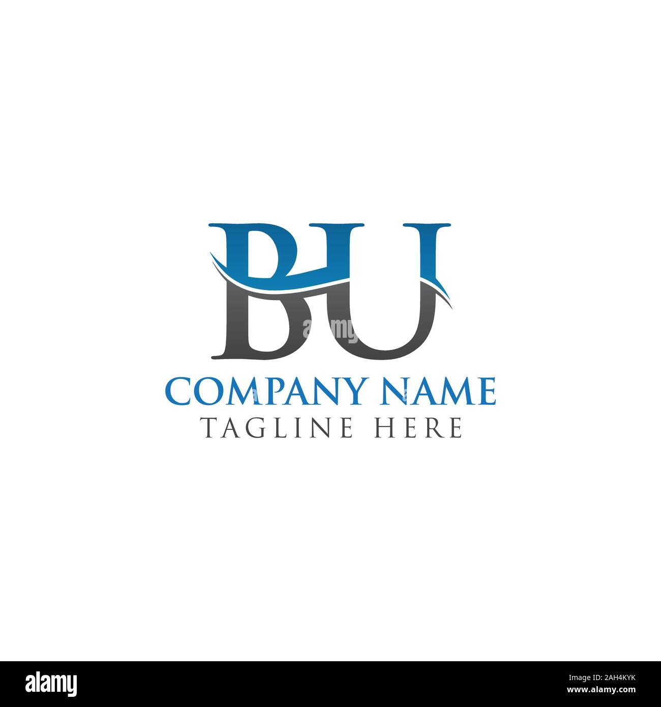 BU Letter Logo With Water Wave Business Typography Vector Template ...
