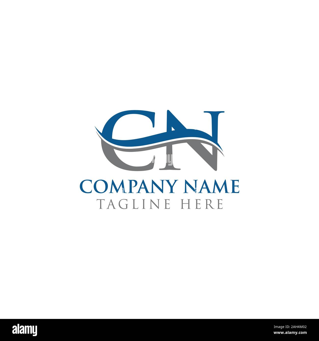 Initial CN Letter Logo With water wave Business Typography Vector ...