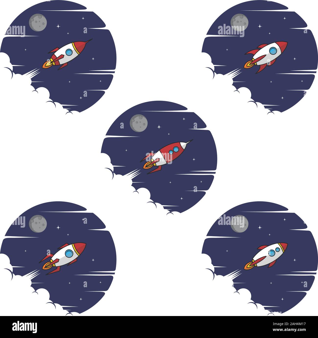 rocket ship launch space travel sign badge label logo set vector Stock ...