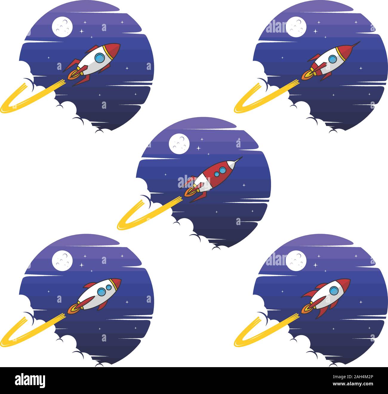 rocket ship launch space travel sign badge label logo set vector Stock ...