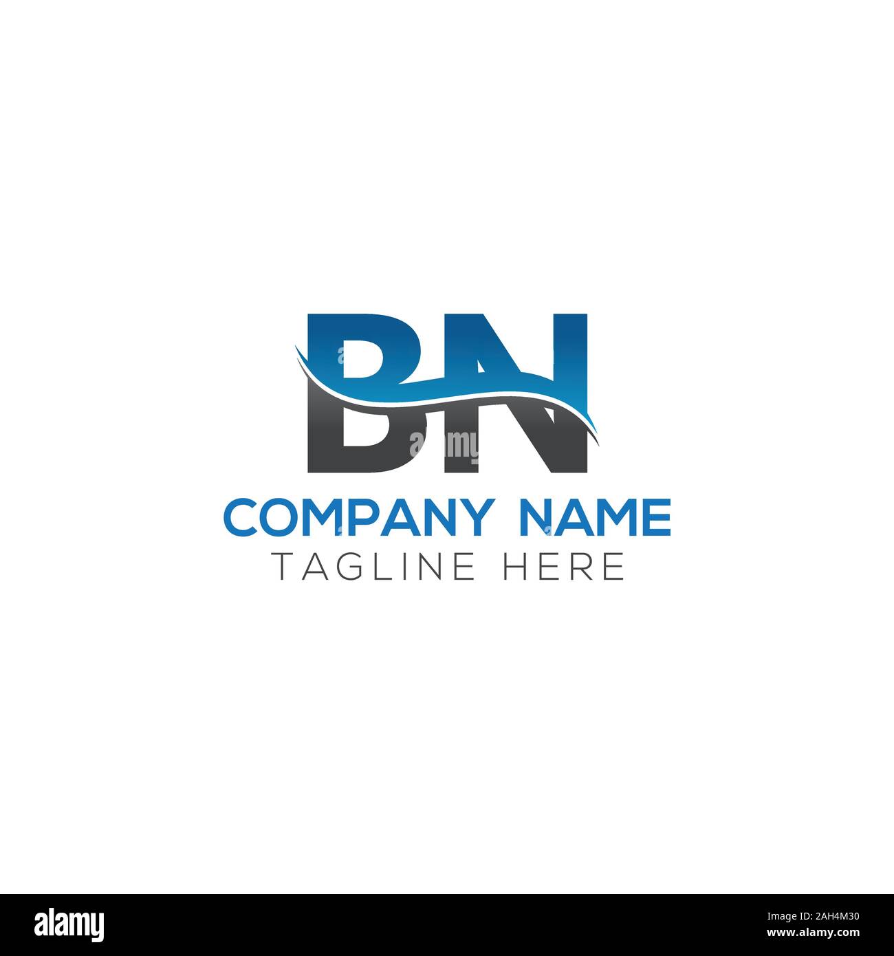 BN Letter Logo With Water Wave Business Typography Vector Template ...