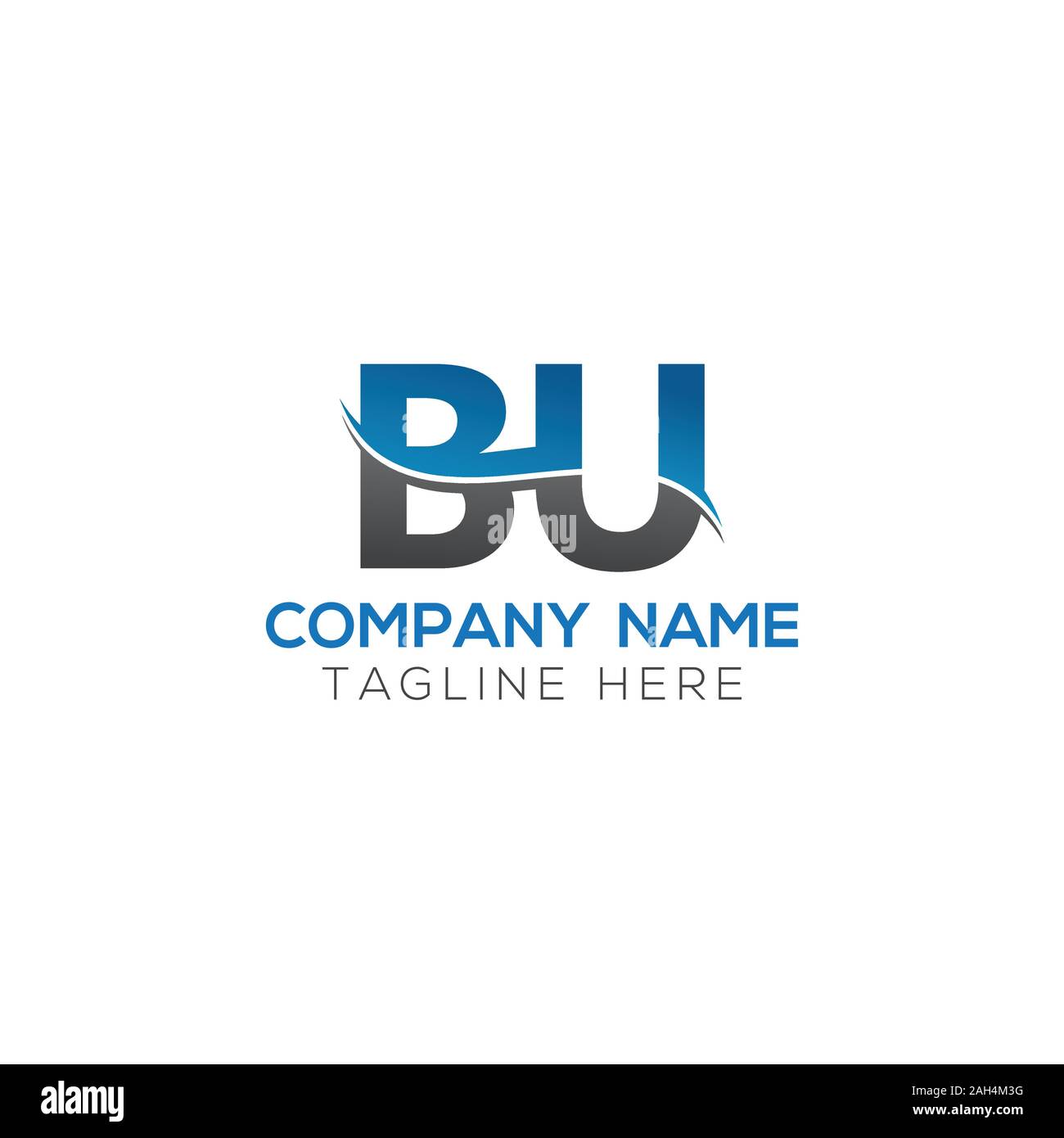 BU Letter Logo With Water Wave Business Typography Vector Template ...