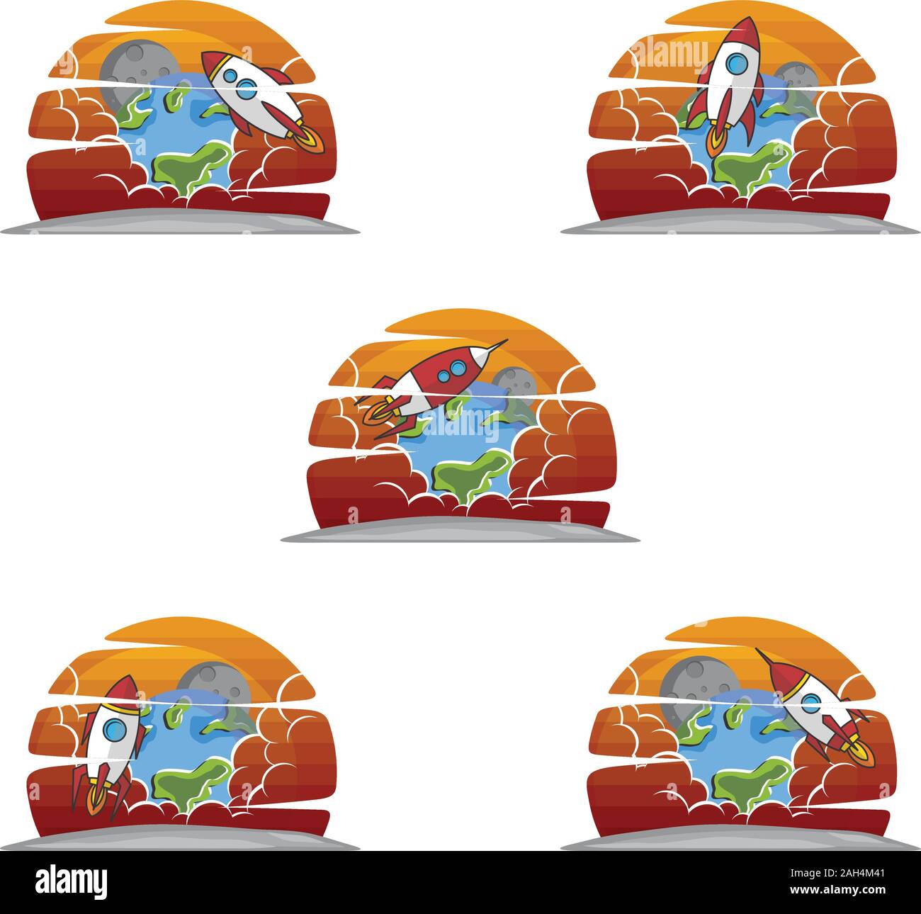 rocket ship launch space travel sign badge label logo set vector Stock ...