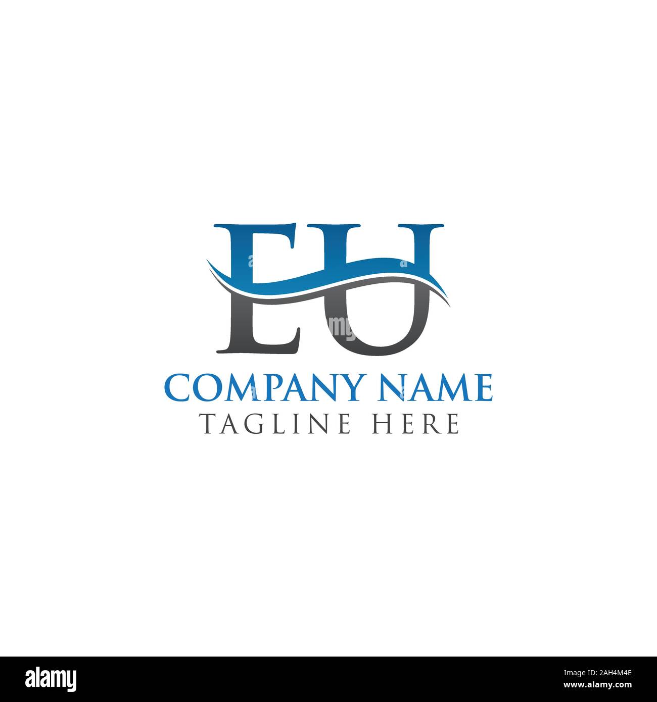 Initial EU Letter Linked Logo Business Vector Template. Water Wave EU Logo Design Stock Vector ...