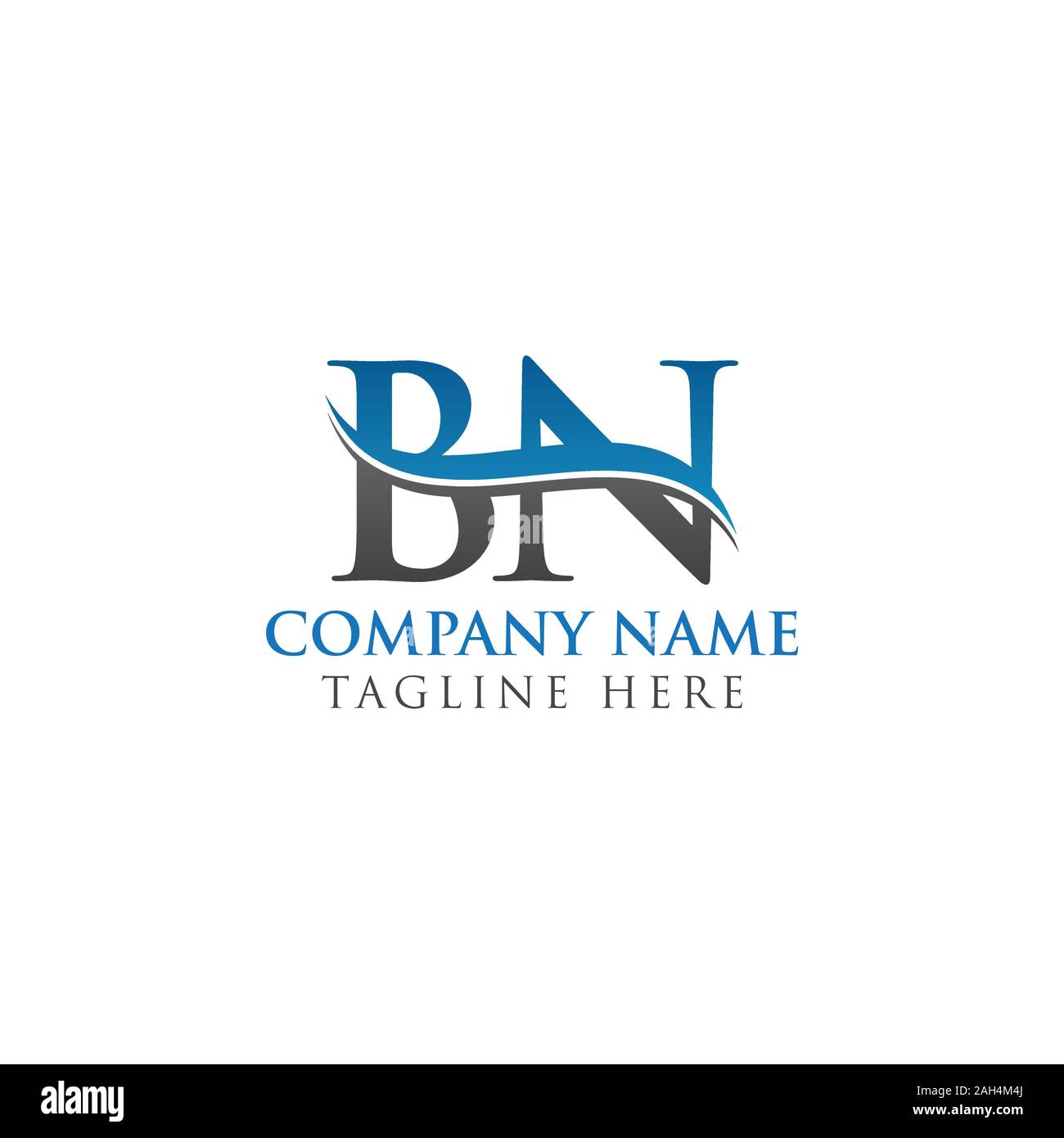 BN Letter Logo With Water Wave Business Typography Vector Template ...
