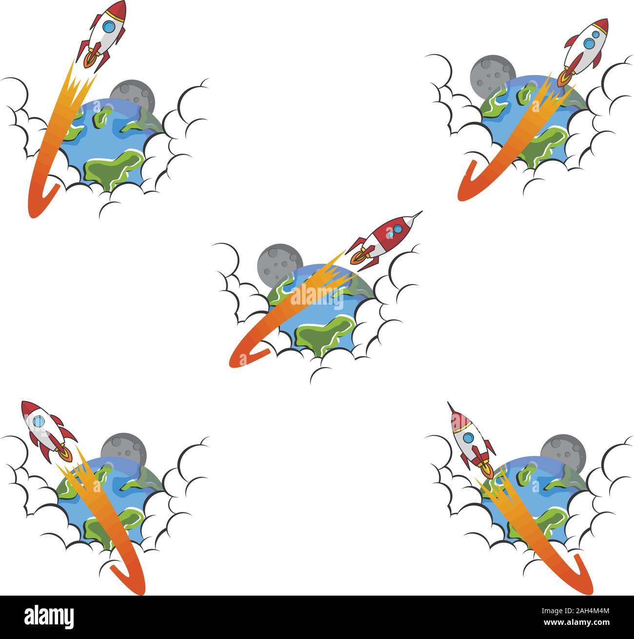 rocket ship launch space travel sign badge label logo set vector Stock ...