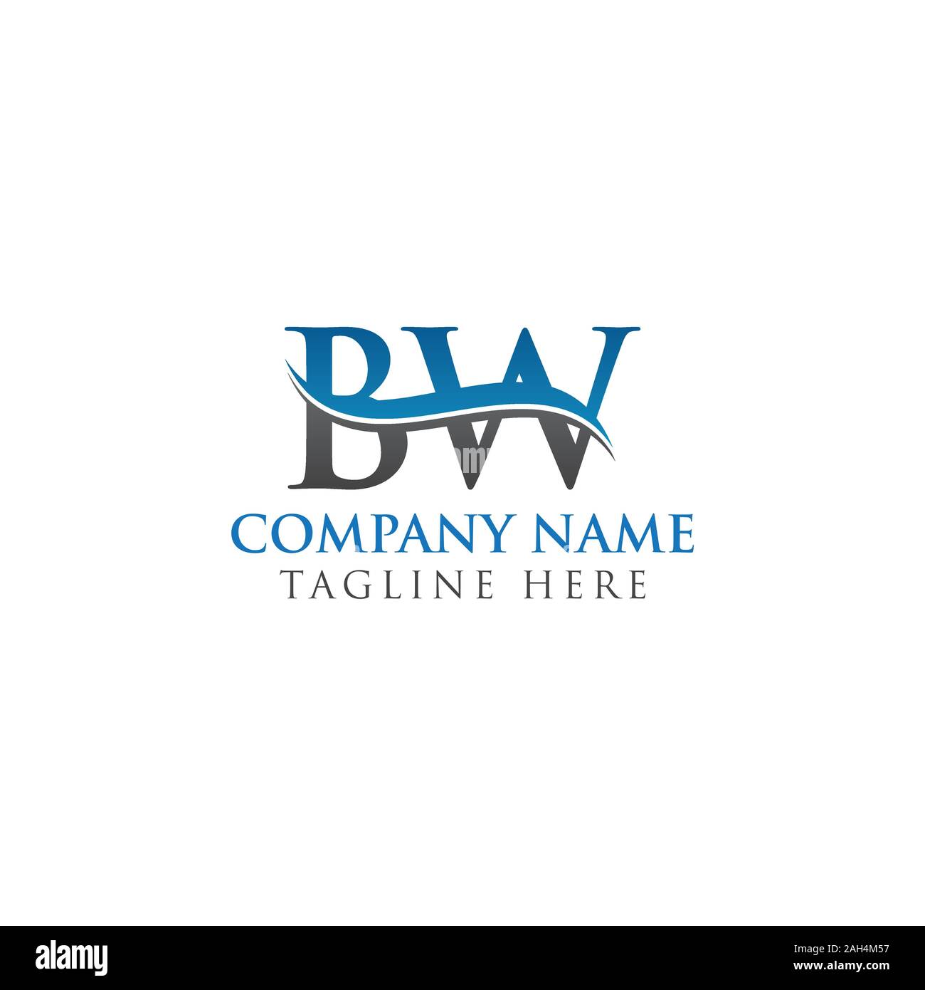 BW Letter Logo With Water Wave Business Typography Vector Template ...