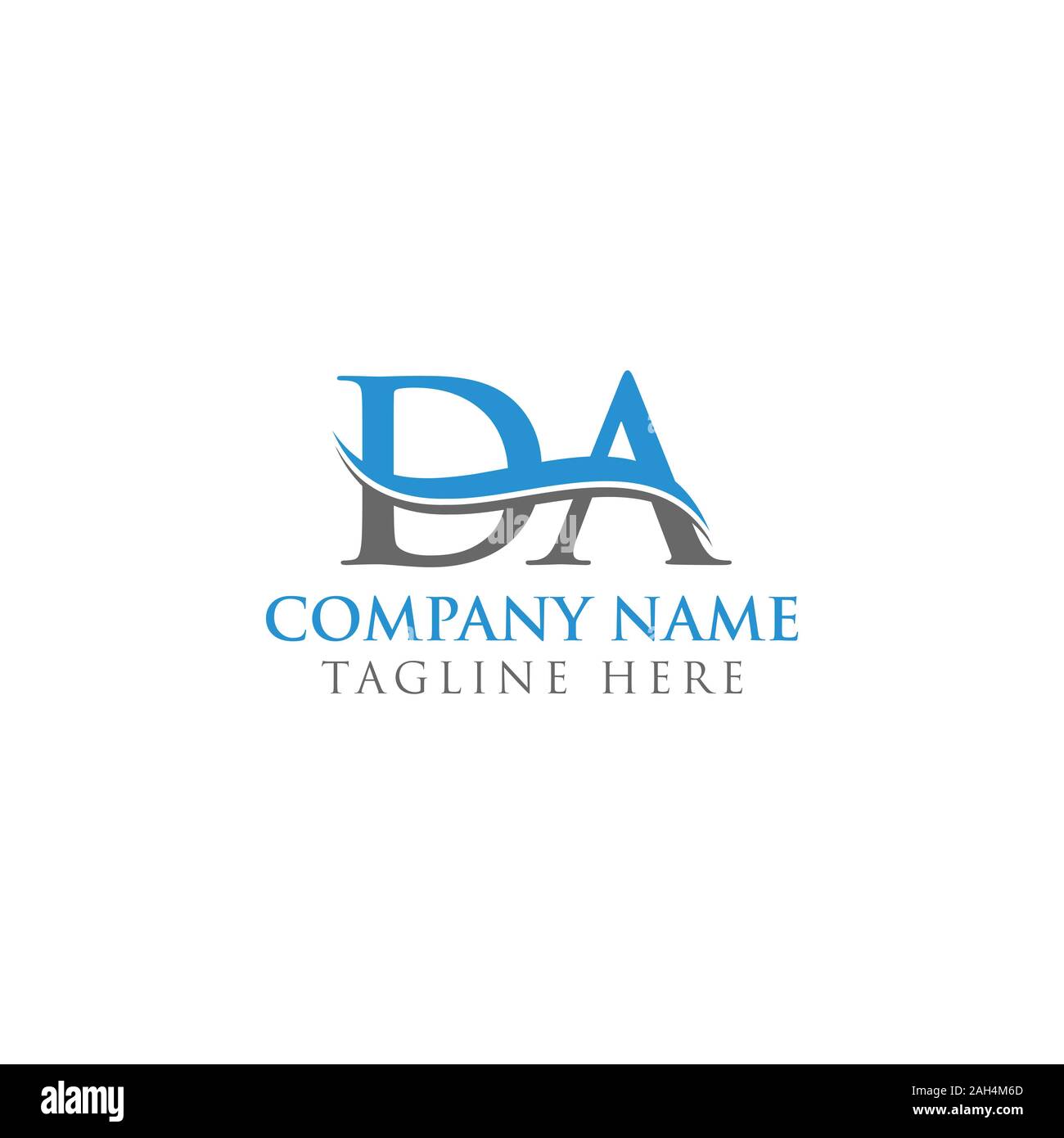 Initial DA Water Wave Letter Logo With Creative Modern Typography ...