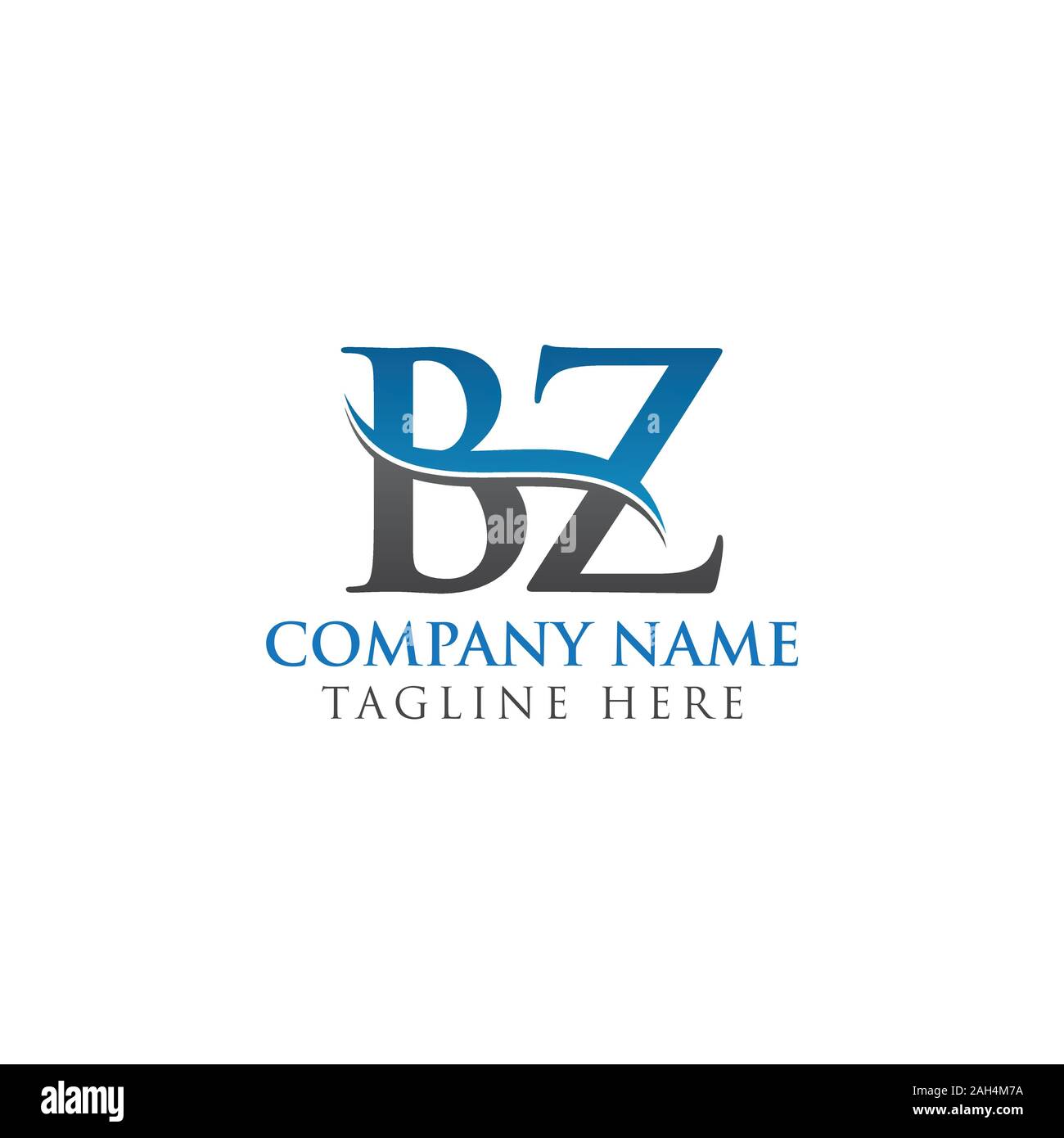 BZ Letter Logo With Water Wave Business Typography Vector Template ...