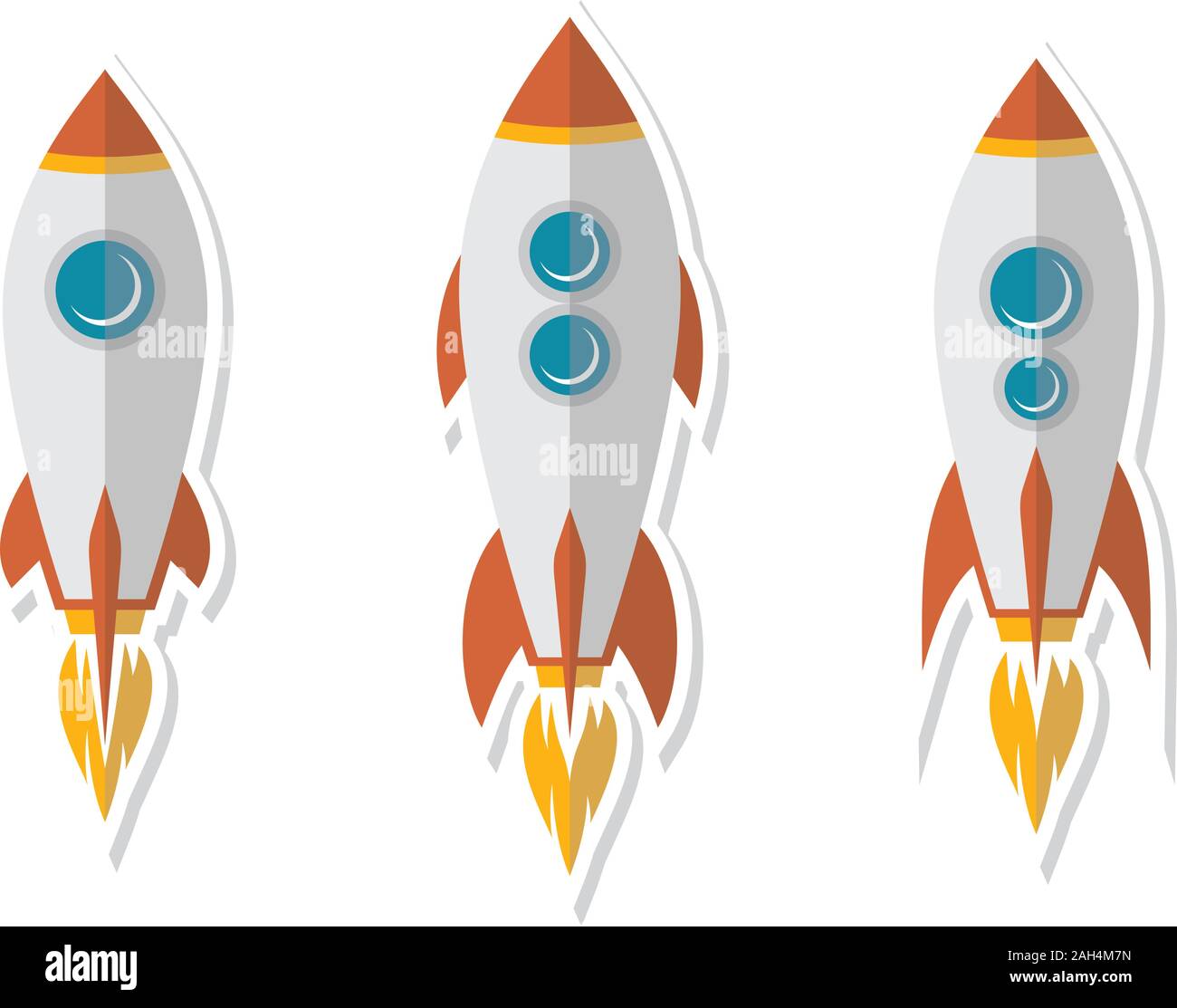rocket ship sticker label badge flat design vector art set Stock Vector ...