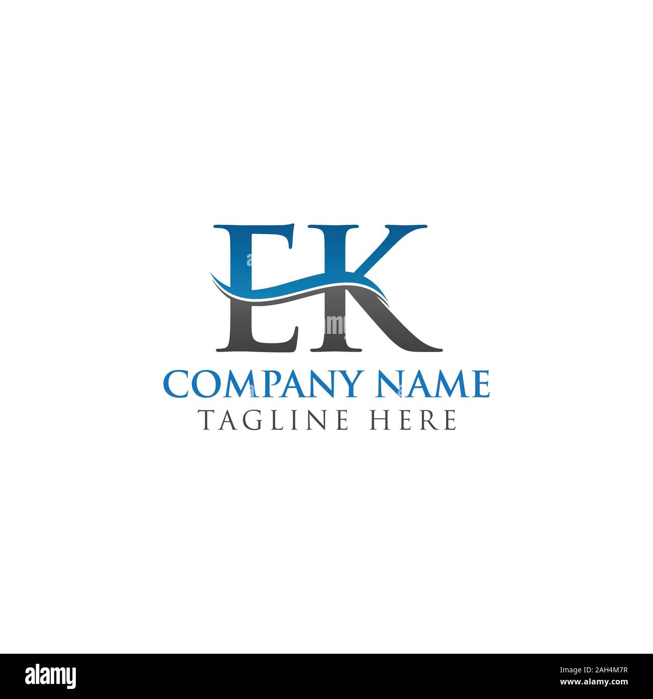 Initial EK Letter Linked Logo Business Vector Template. Water Wave EK ...