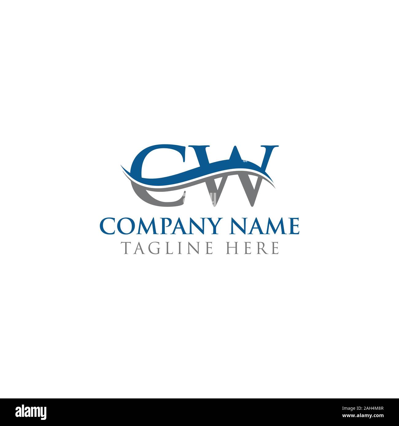 Initial CW Letter Logo With water wave Business Typography Vector ...