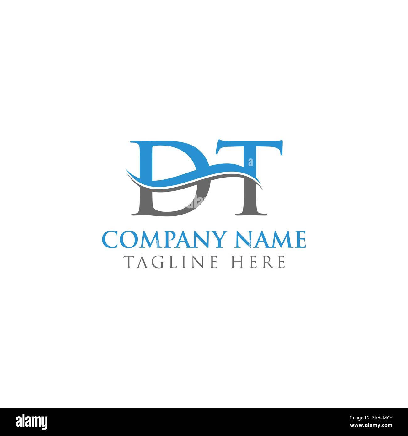 Initial DT Water Wave Letter Logo With Creative Modern Typography ...