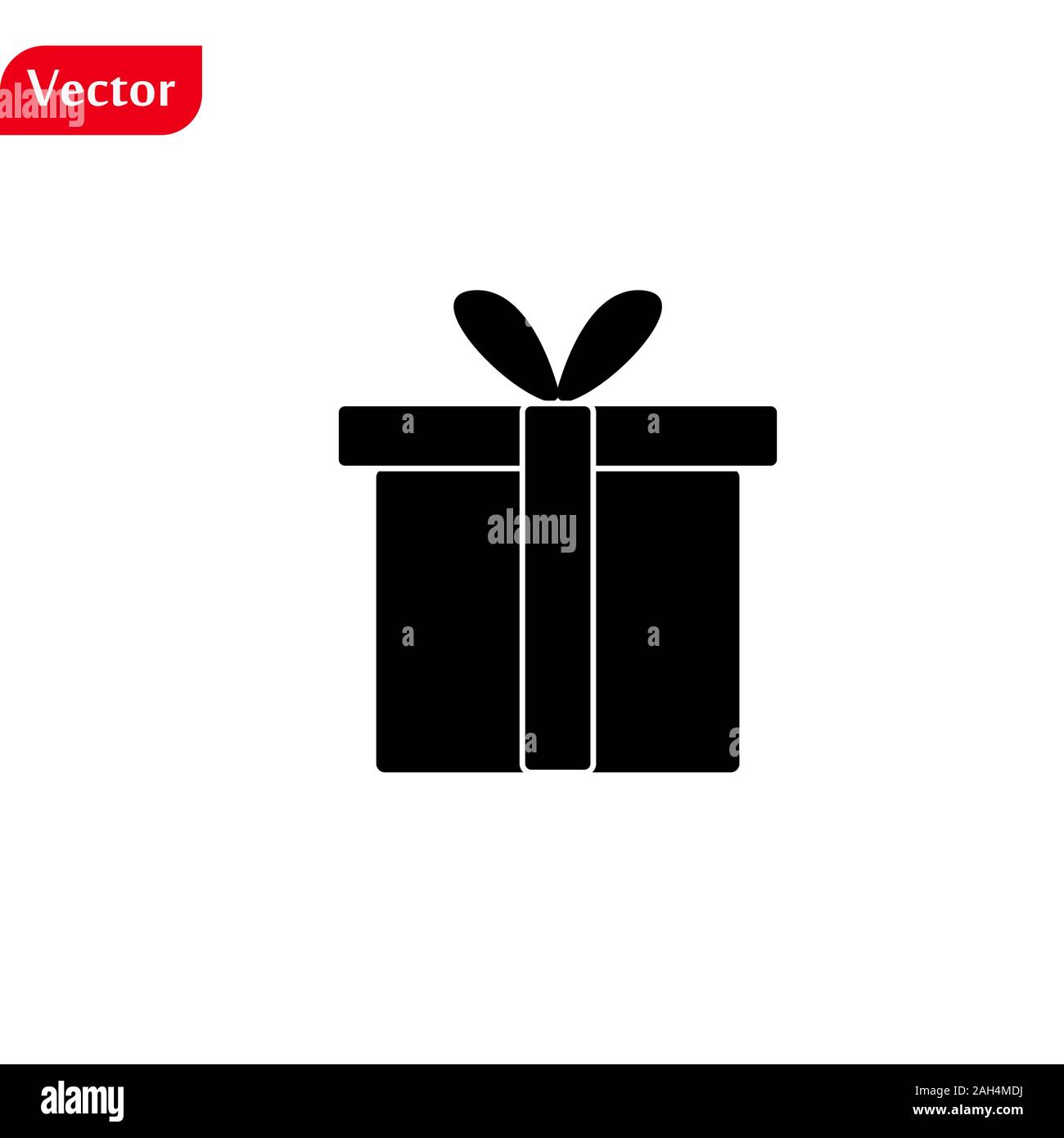 vector blue gift box icon, christmas present wrapped with a bow Stock ...