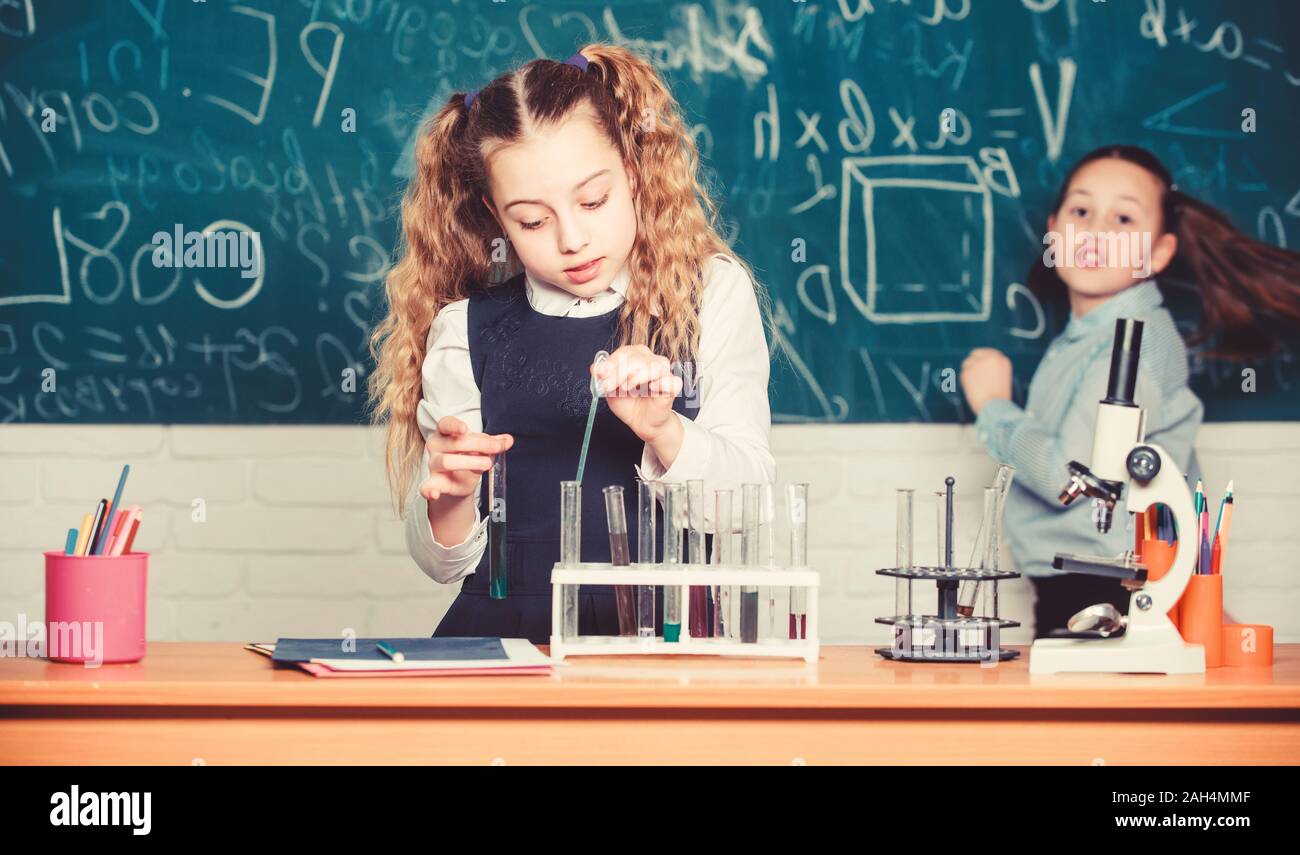 Biology equipment. biology education. Happy children. Biology lesson ...