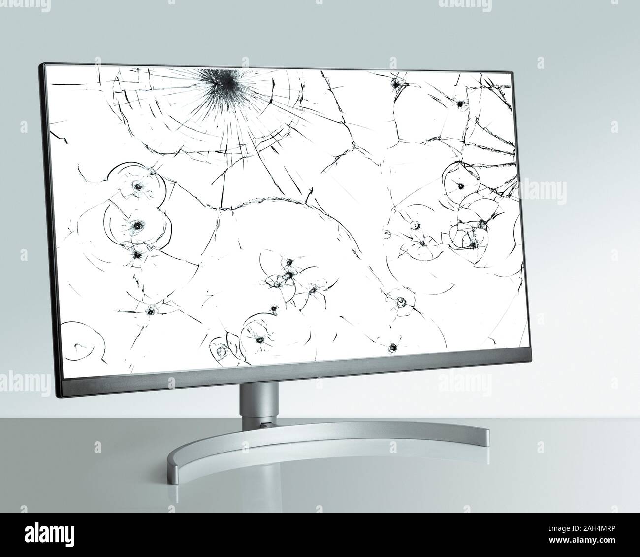 Broken modern monitor on light background. close up Stock Photo - Alamy