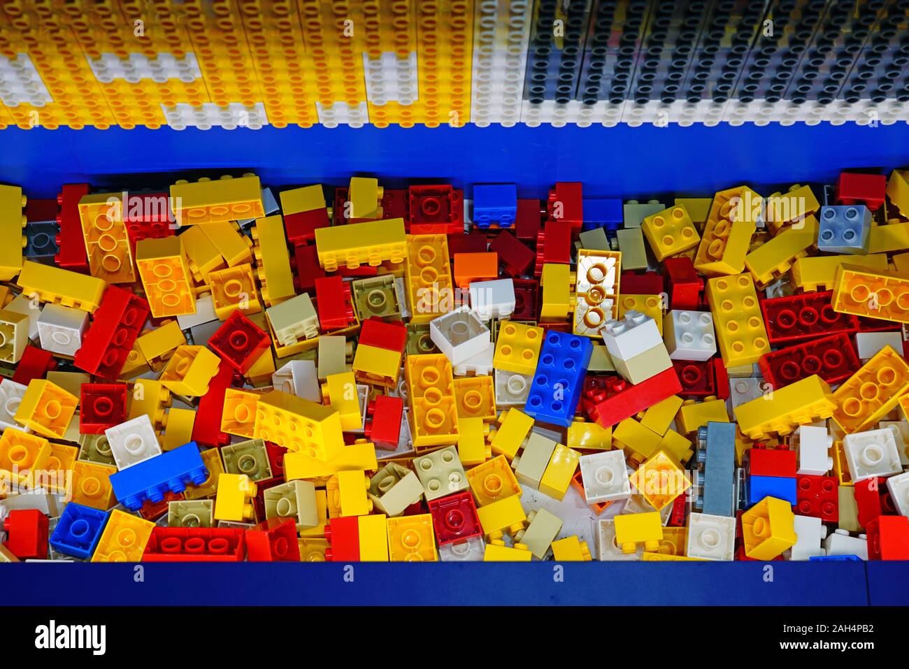 MELBOURNE, AUSTRALIA -16 JUL 2019- View of colorful LEGO bricks and ...
