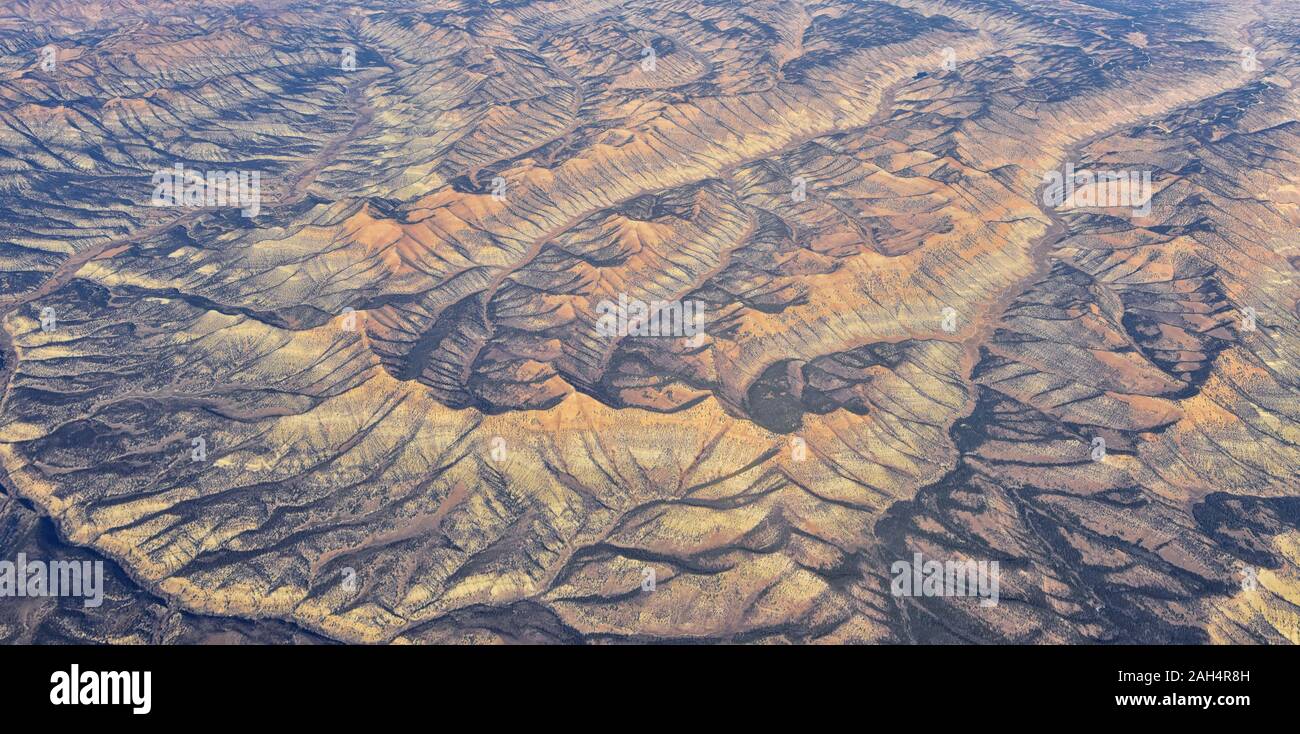 Colorado Rocky Mountains Aerial panoramic views from airplane of ...