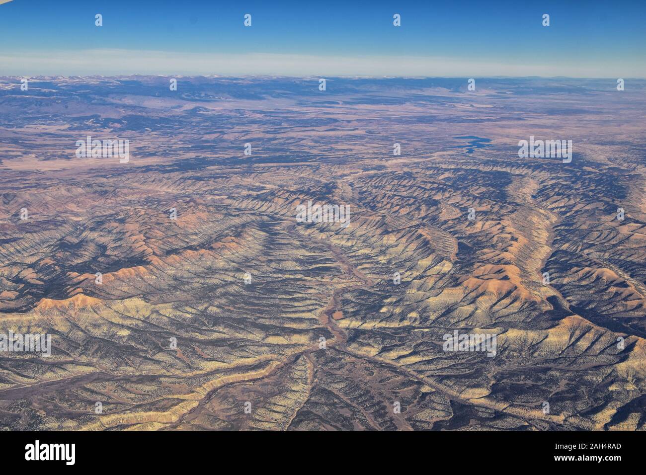 Colorado Rocky Mountains Aerial panoramic views from airplane of ...