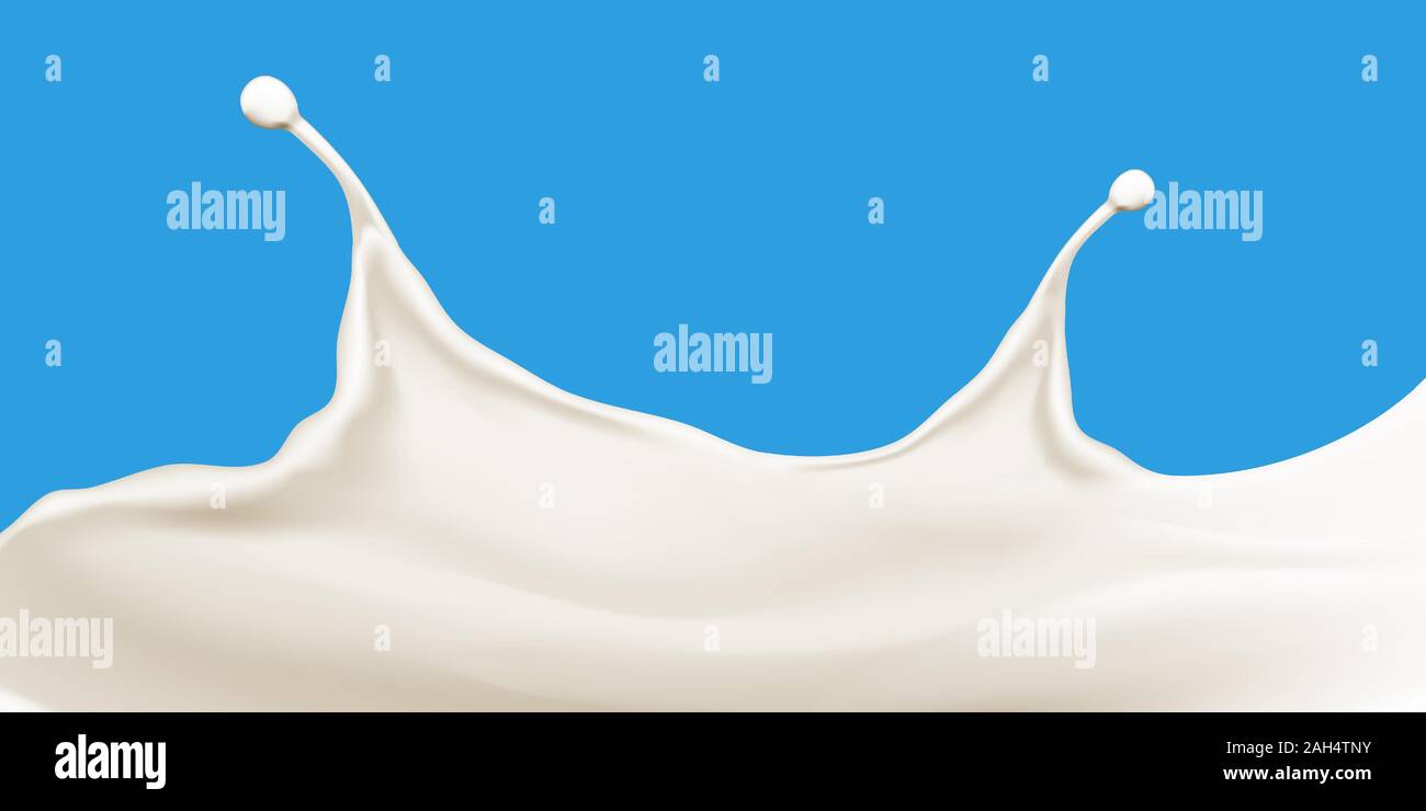 Splashing milk wave on blue background vector illustration, ready for ...