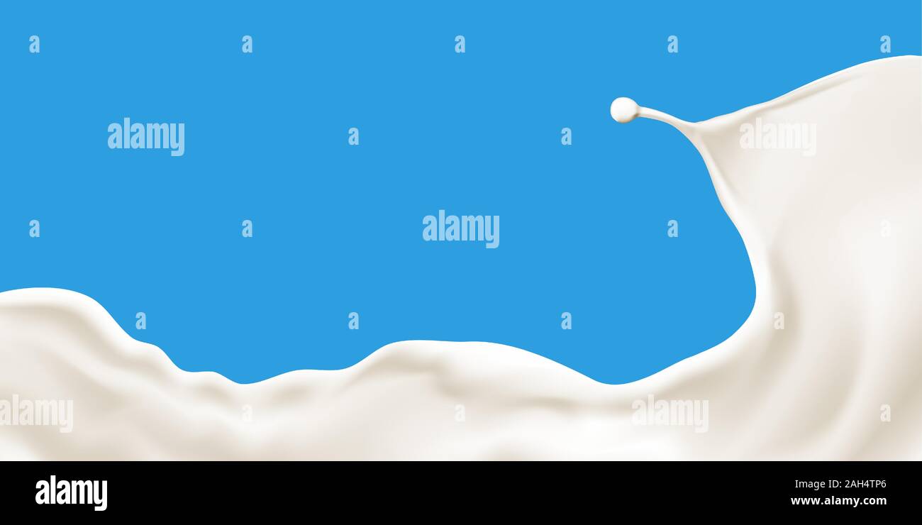 Splashing milk wave on blue background vector illustration, ready for ...