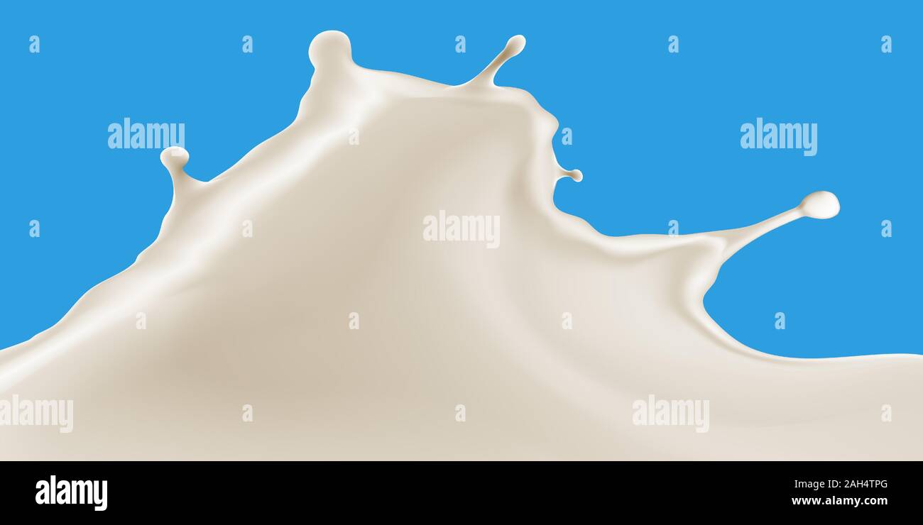 Splashing milk wave on blue background vector illustration, ready for ...