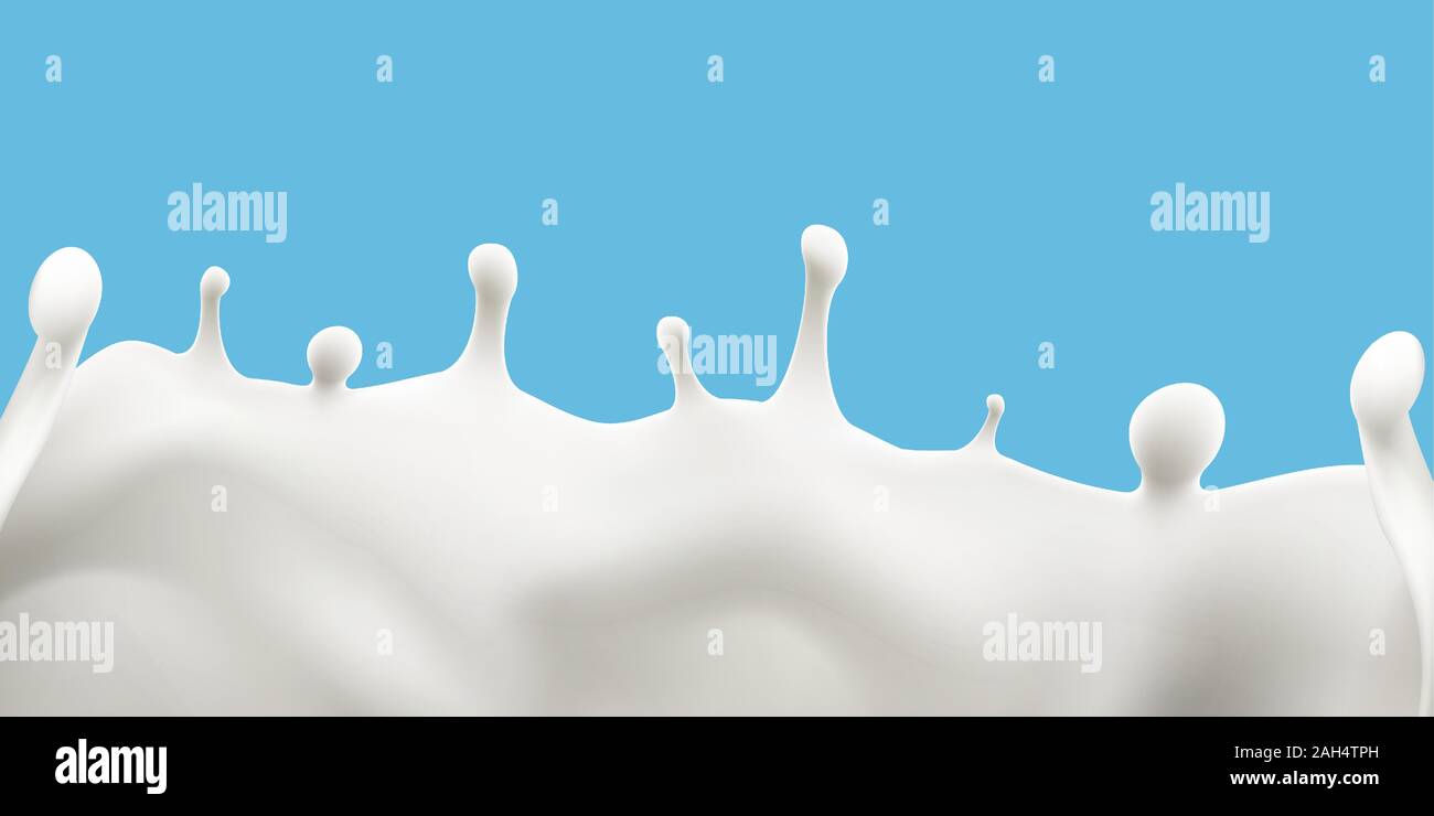 Splashing milk wave on blue background vector illustration, ready for ...