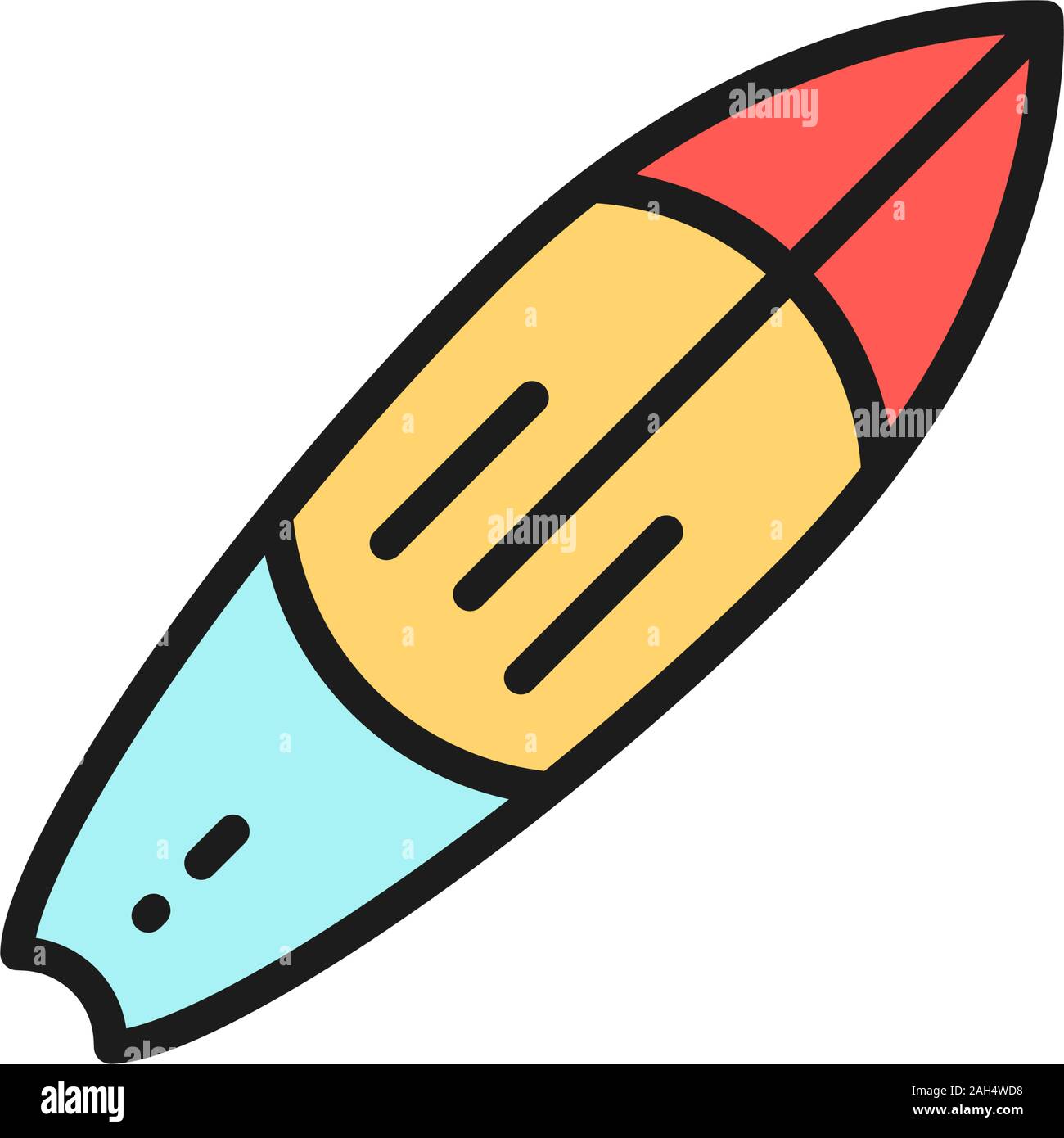 Surfboard, surf, surfing flat color line icon. Isolated on white ...