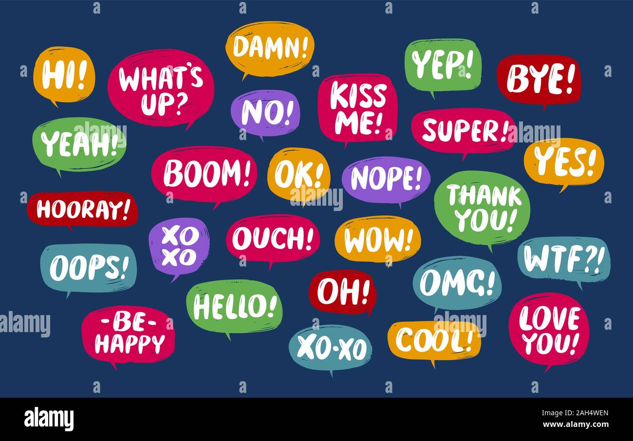 Set of comic speech bubbles. Conversation vector illustration Stock ...