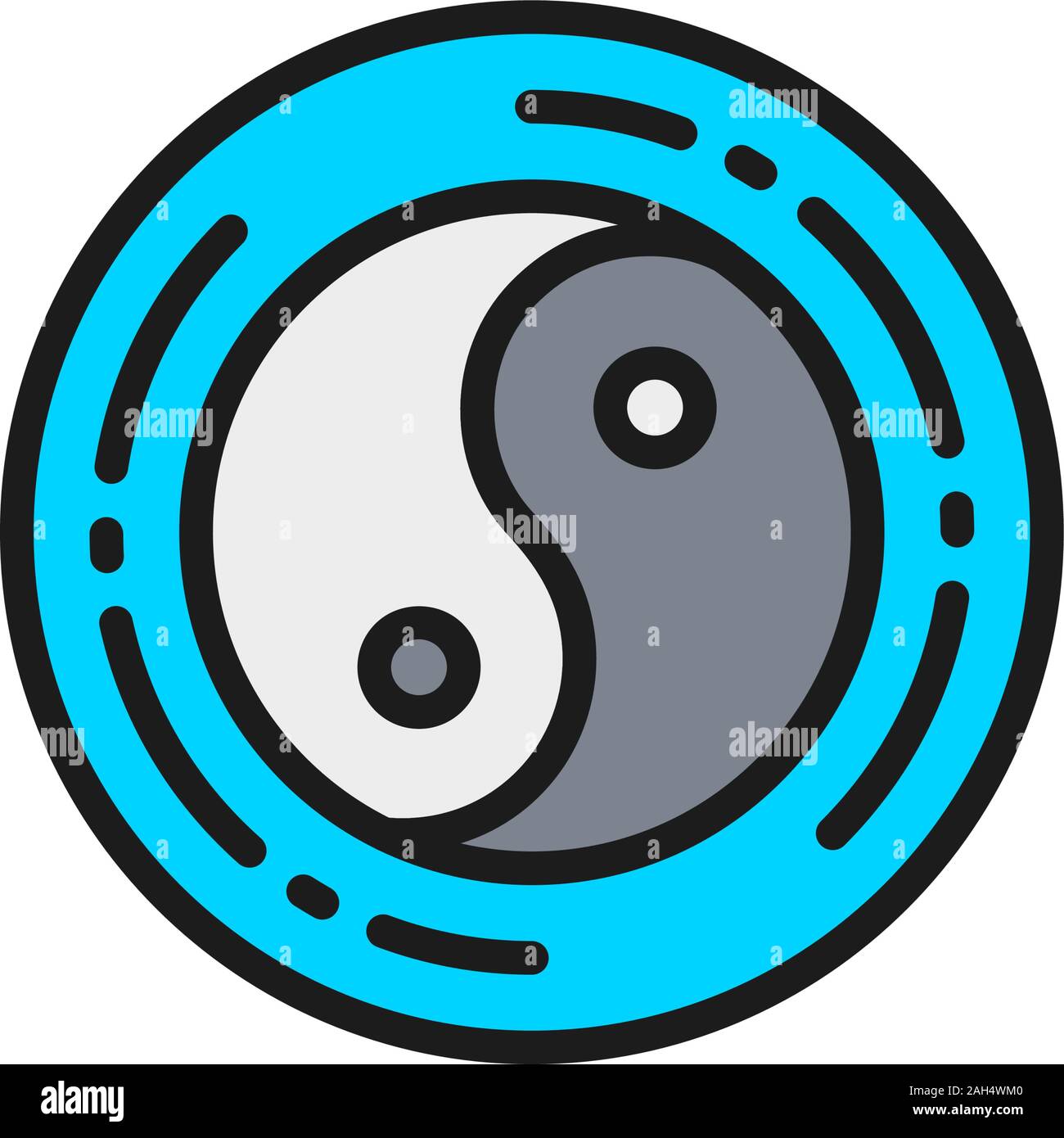 Yin yang sign, chinese symbol flat color line icon Stock Vector Image ...