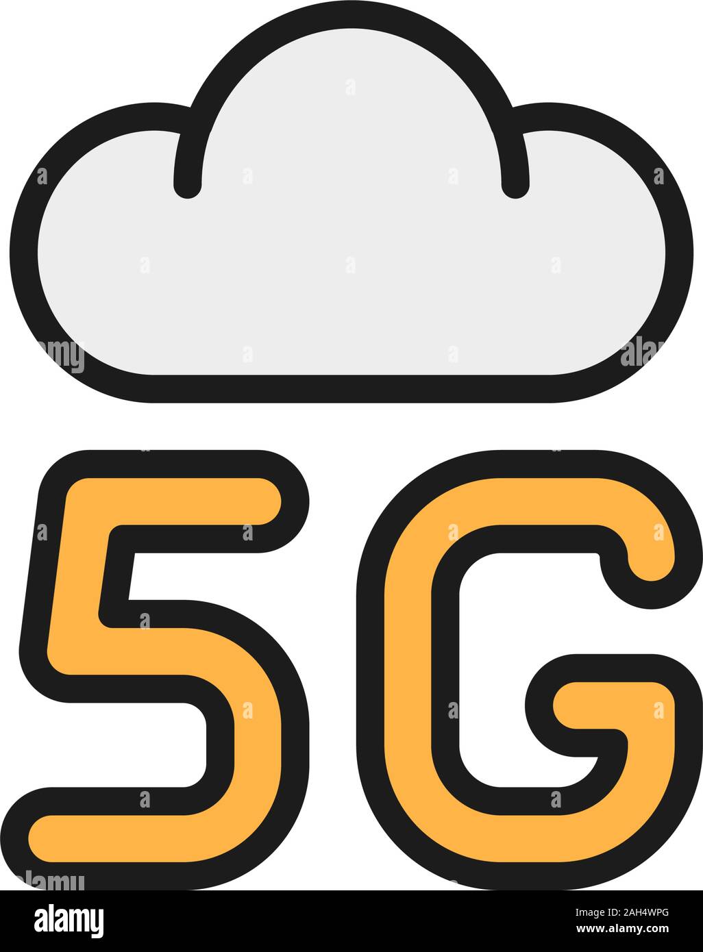 Vector 5G internet cloud system flat color line icon Stock Vector Image ...
