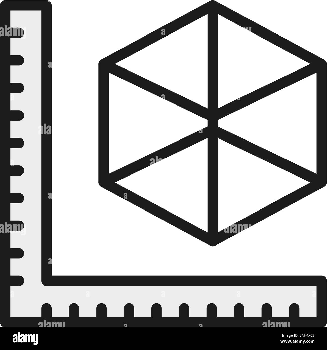 Sizes of 3 dimensional model products, 3D modeling flat color line icon ...